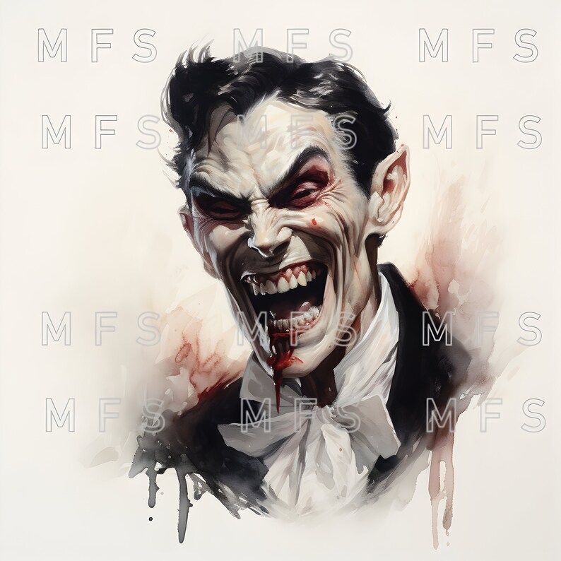 Watercolor Scary Vampire Clipart, 20 High Quality Jpgs, Instant Digital ...