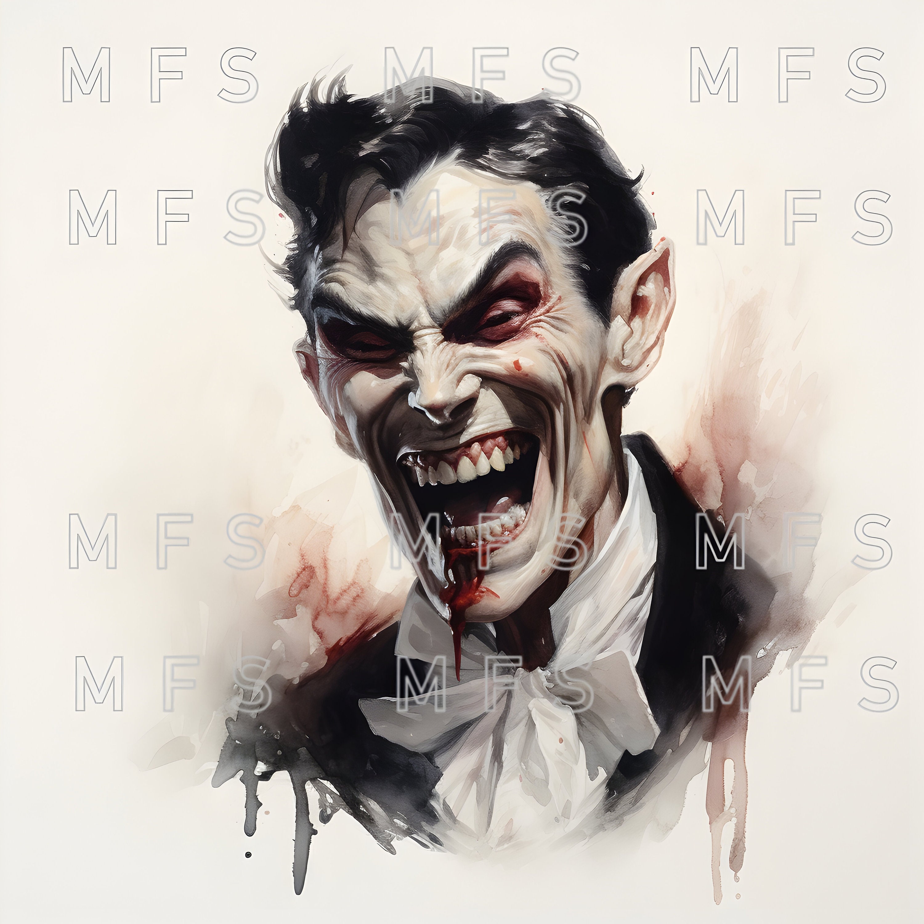 Watercolor Scary Vampire Clipart, 20 High Quality Jpgs, Instant Digital ...