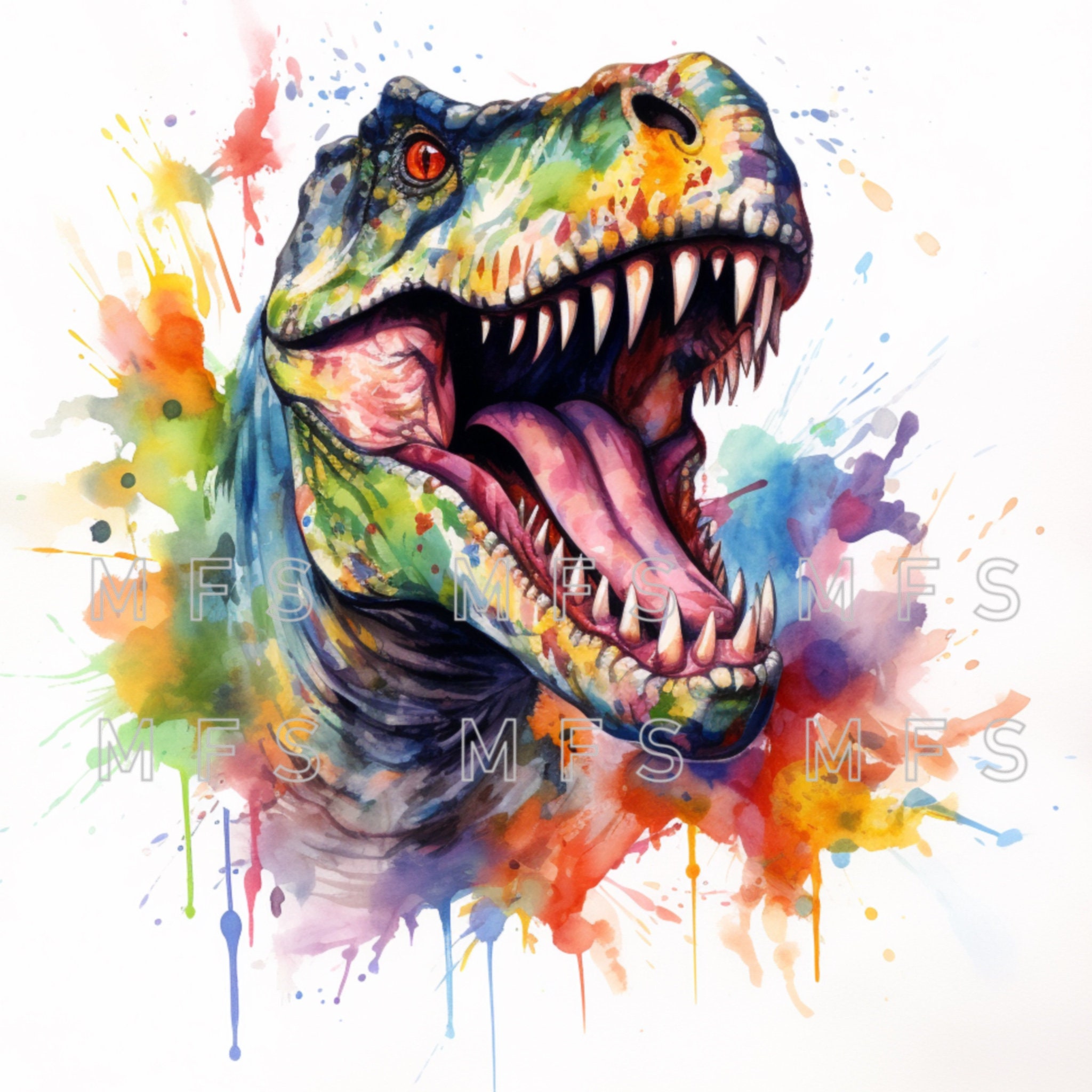 Watercolor T-rex Dinosaur Clipart, 20 High Quality Png's, Instant ...