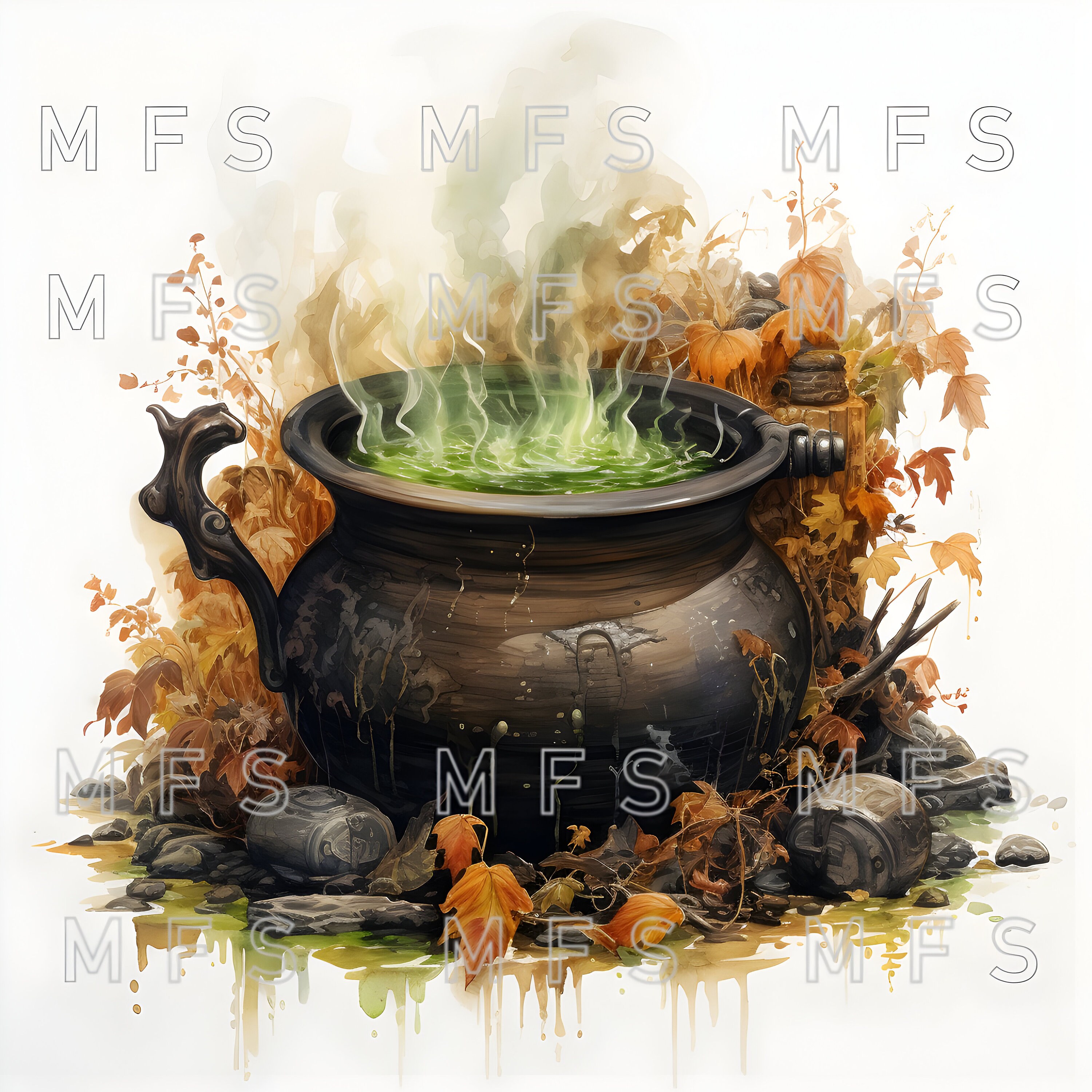 Watercolor Halloween Cauldron Clipart 20 High Quality Jpgs - Etsy