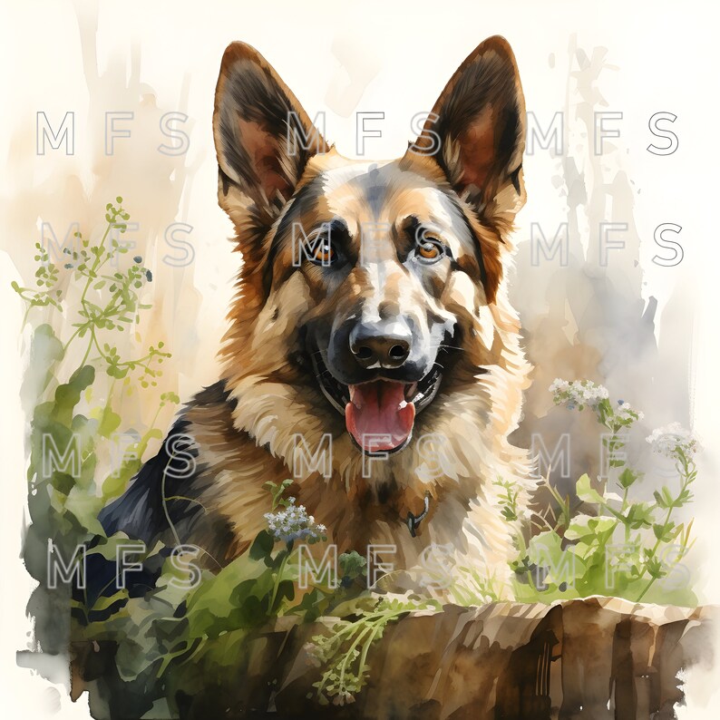 Watercolor German Shepherd Clipart, 20 High Quality Jpgs, Instant ...