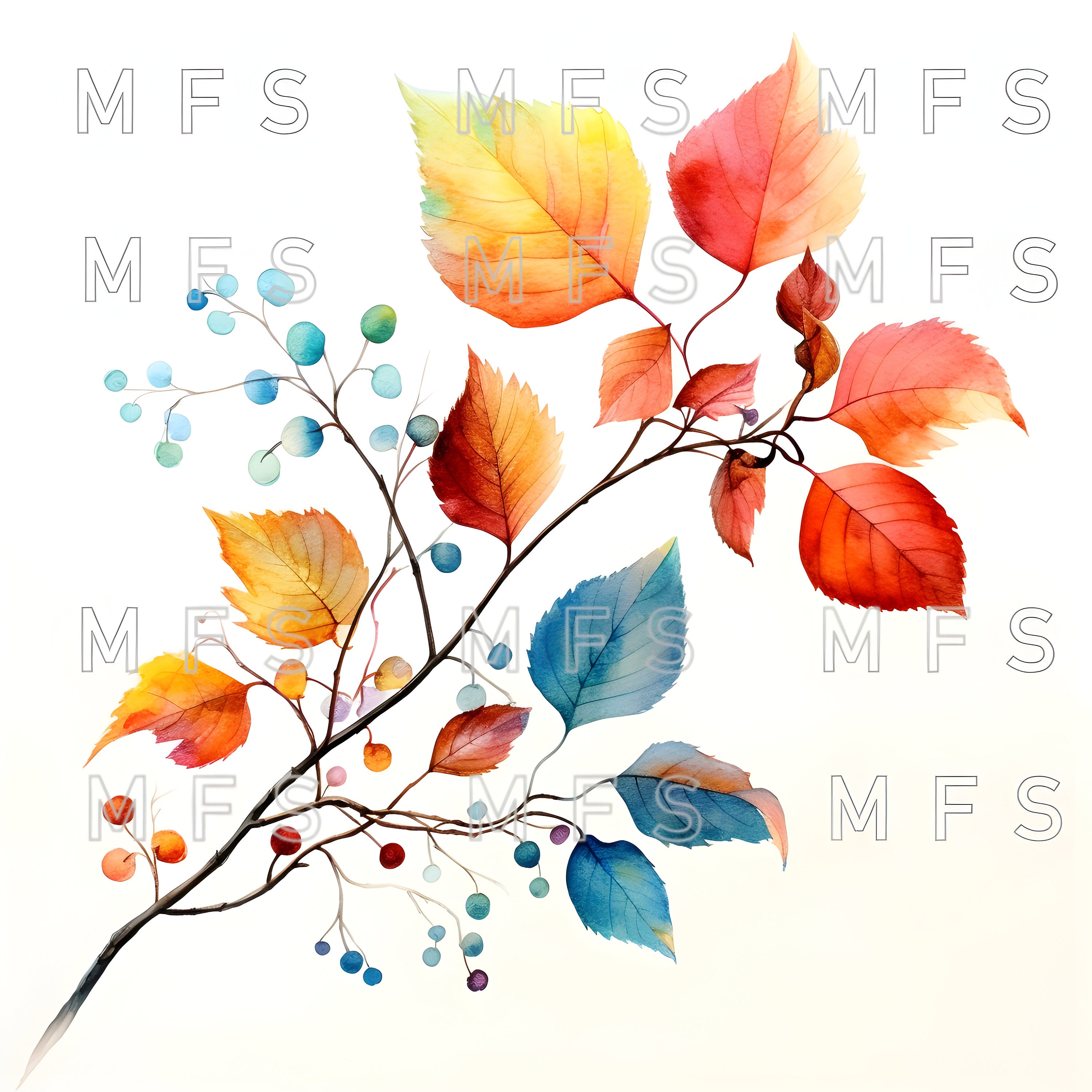 Watercolor Autumn Tree Branch Clipart 20 High Quality Jpgs - Etsy