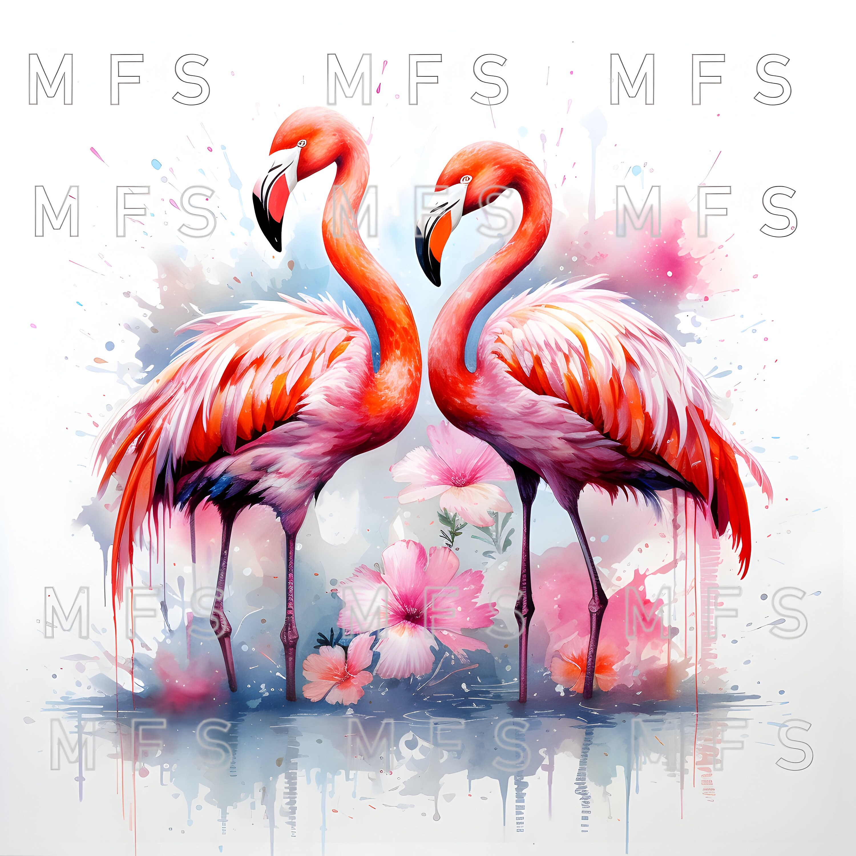 Watercolor Beautiful Flamingo Clipart, 20 High Quality Jpg's Instant ...