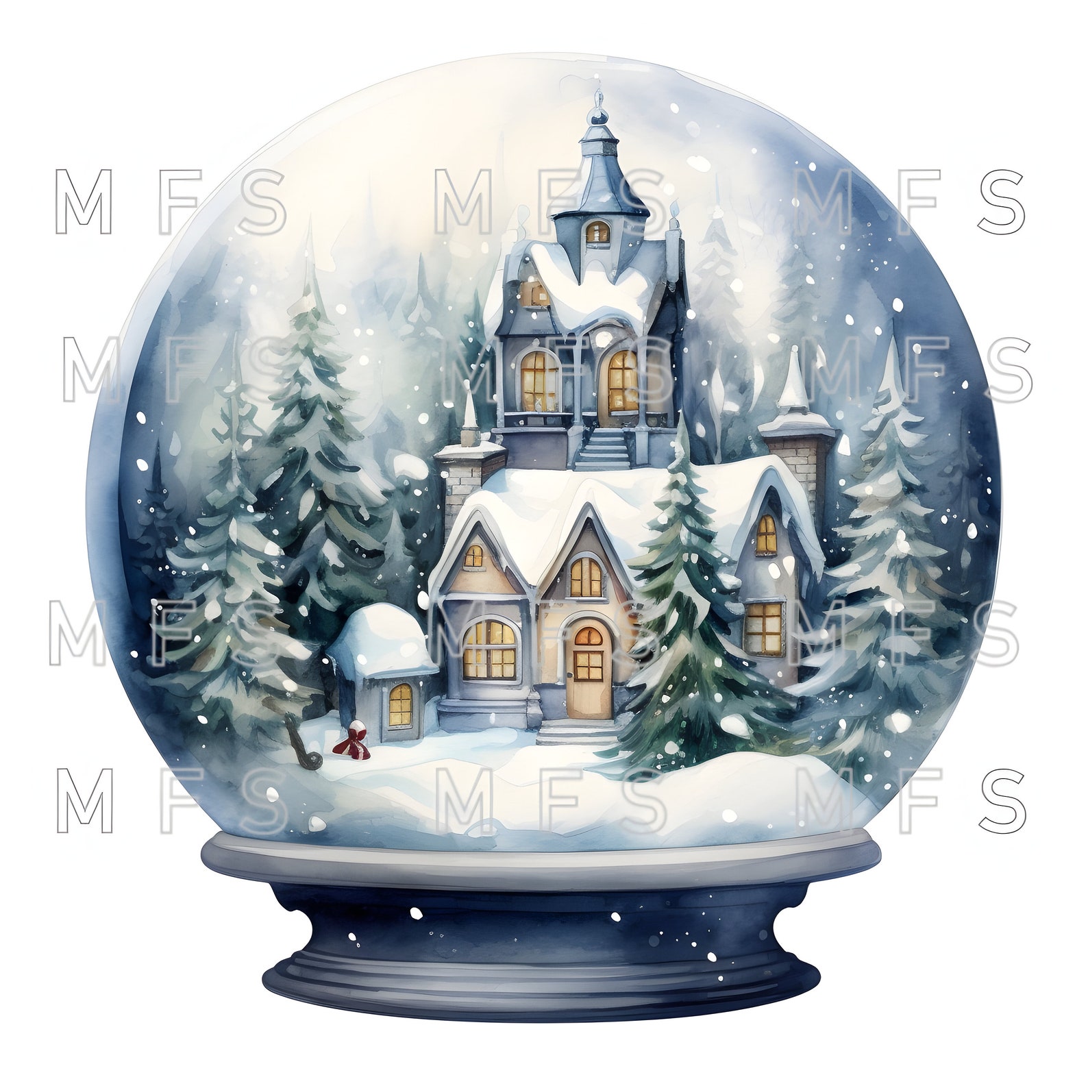Watercolor Christmas Snow Globe Clipart 20 High Quality PNG - Etsy