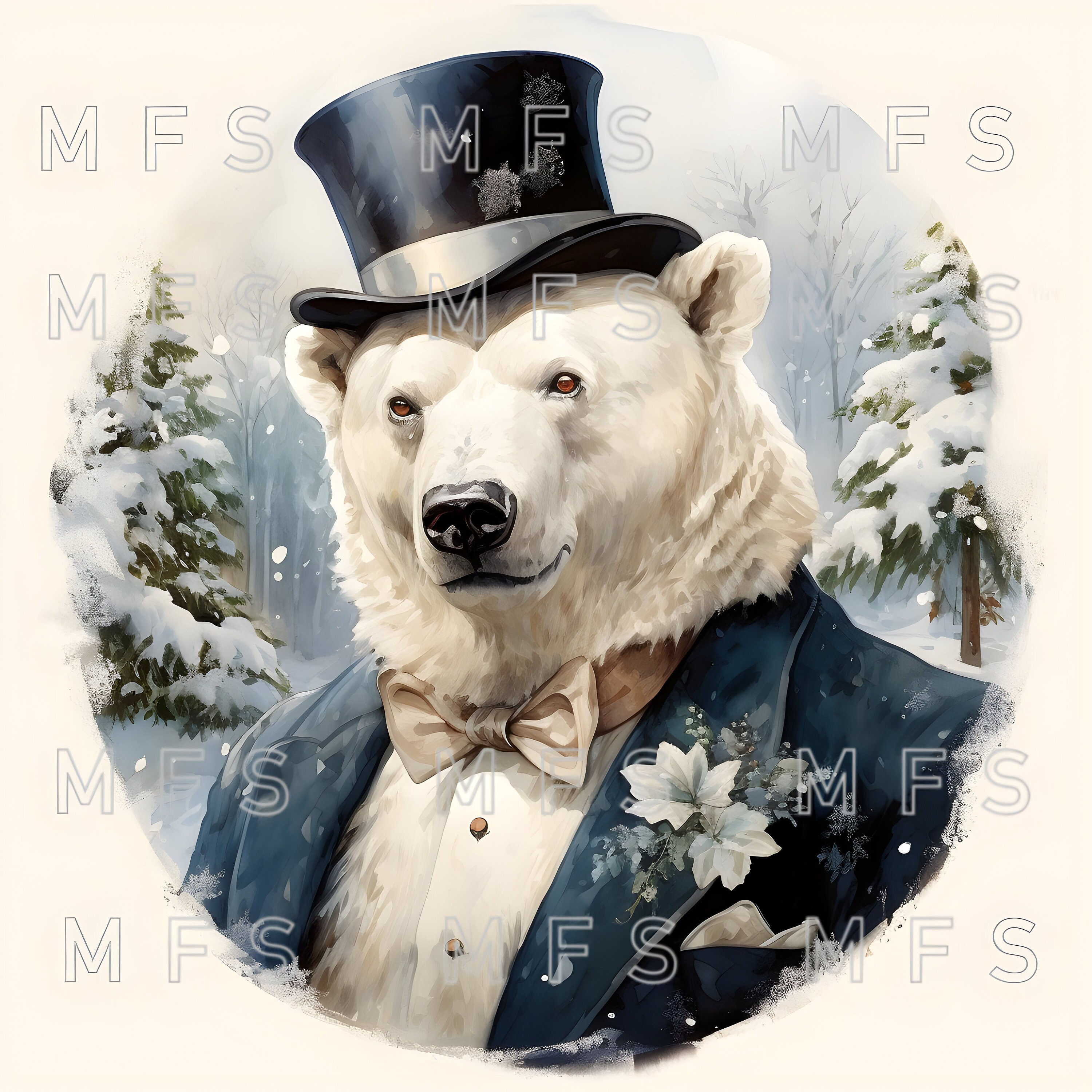 Watercolor Fancy Polar Bears Clipart 20 High Quality Jpgs - Etsy