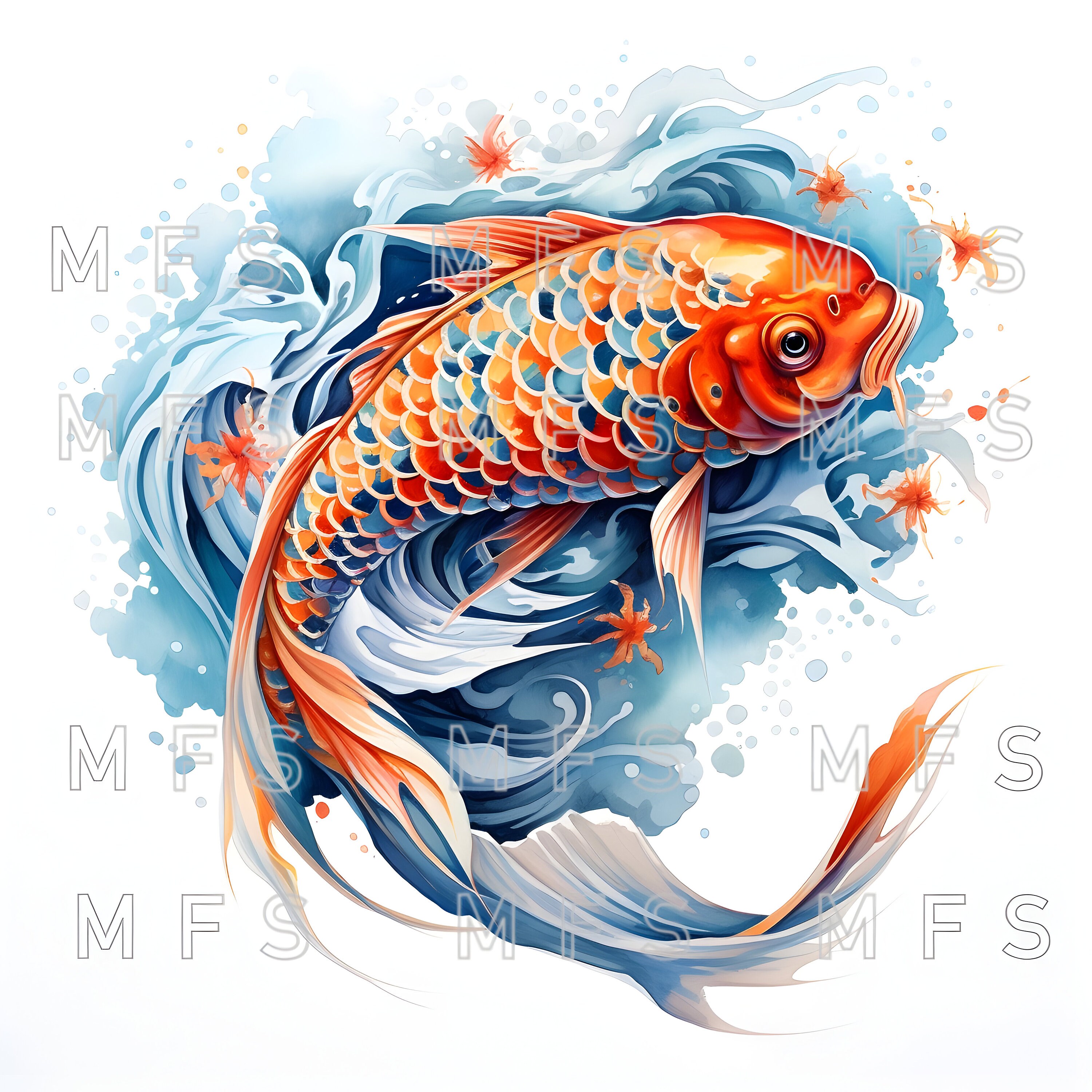 Watercolor Koi Fish Clipart, 20 High Quality Jpgs, Instant Digital ...