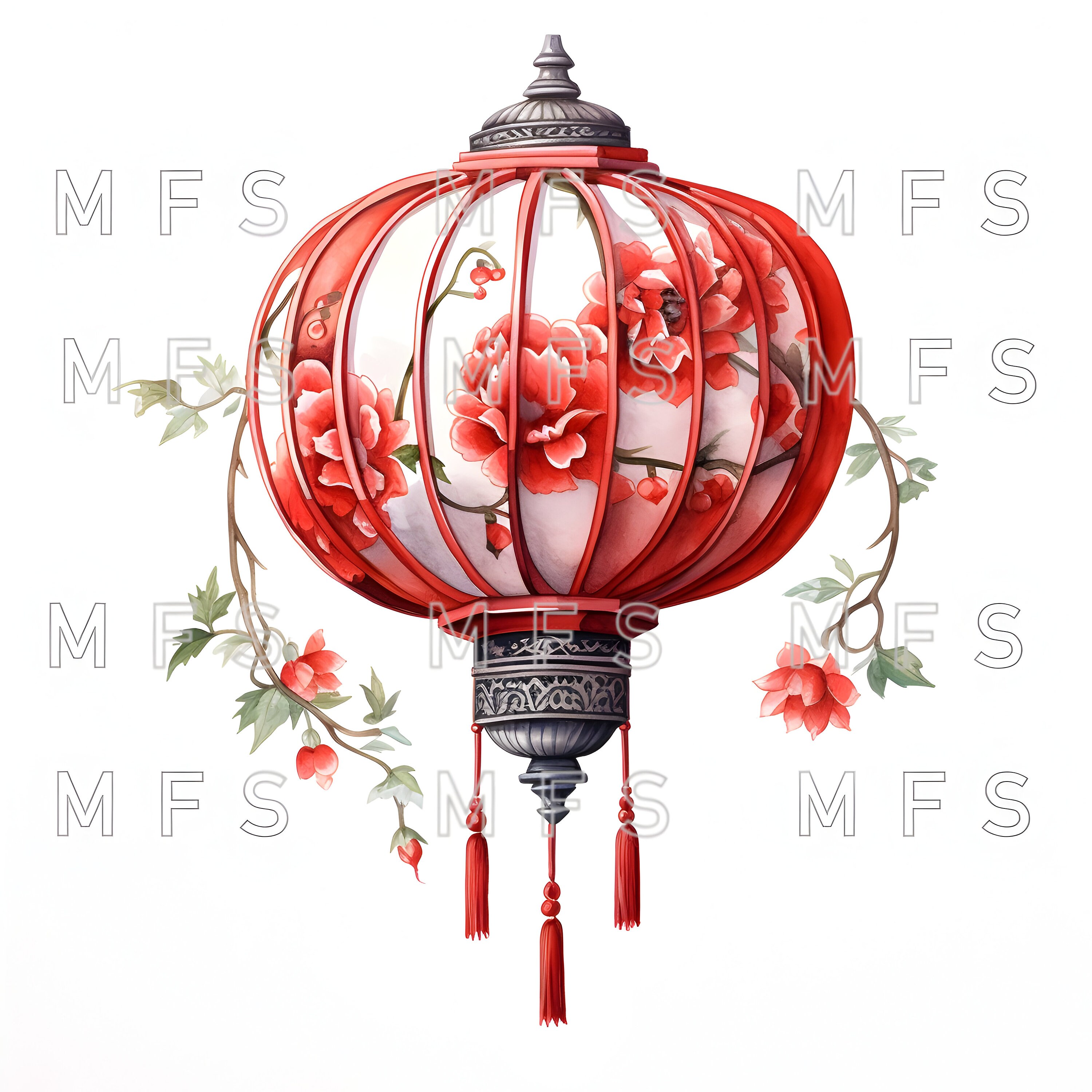 Watercolor Chinese Lantern Clipart, 20 High Quality JPG, Instant ...