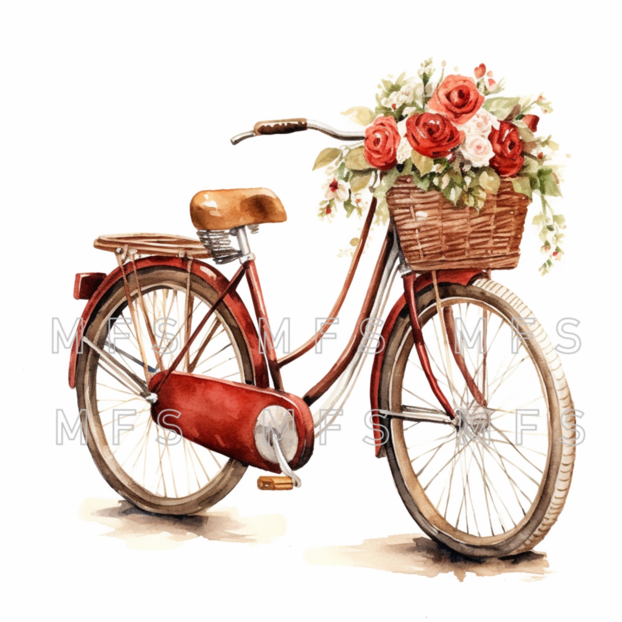 Watercolor Vintage Bicycle Clipart 20 High Quality Jpgs - Etsy