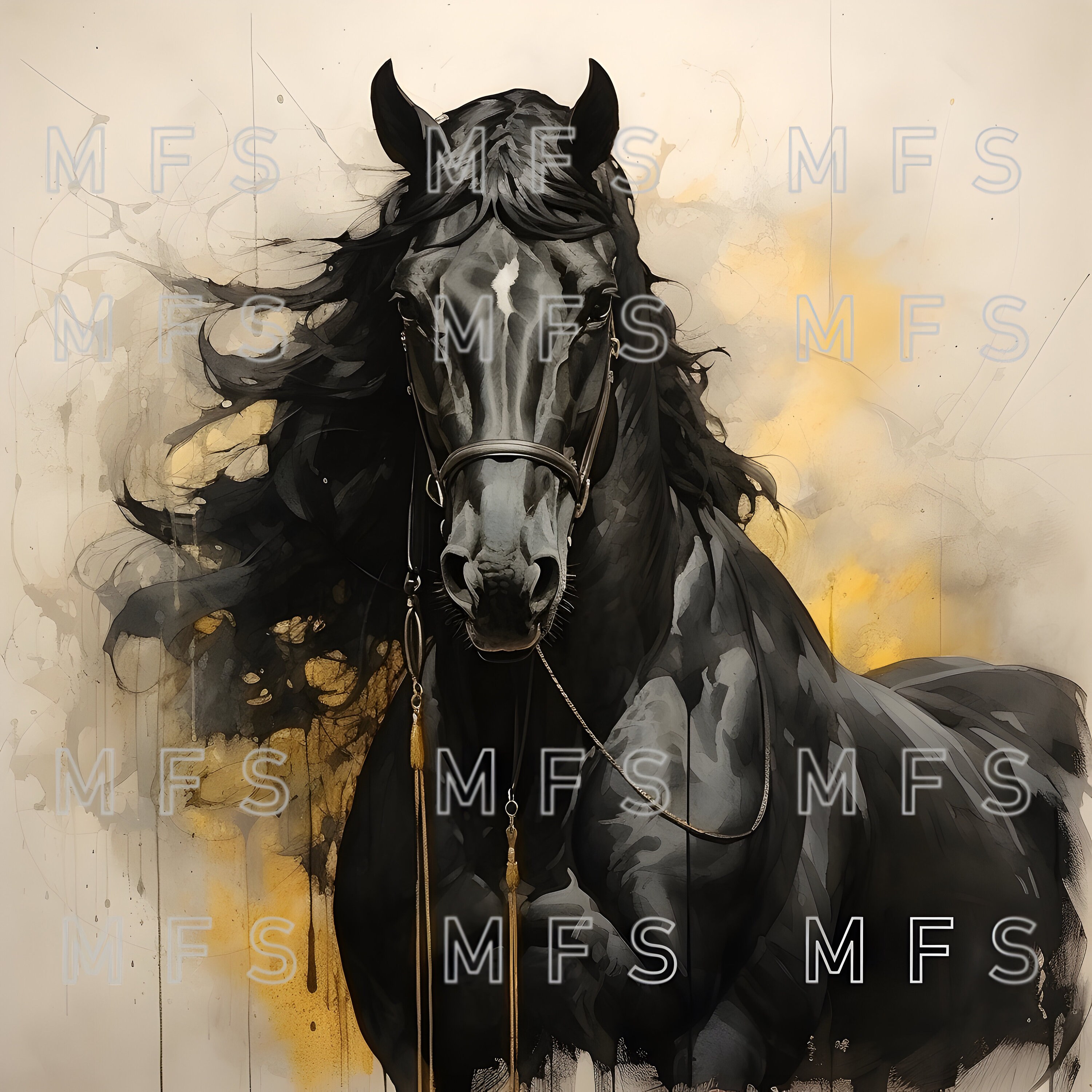 Watercolor Vintage Black Horse Clipart 20 High Quality Jpgs - Etsy
