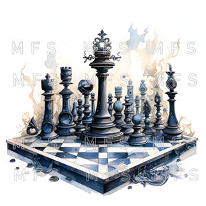 Watercolor Fantasy Chess Board Clipart, 20 High Quality Jpgs, Instant ...