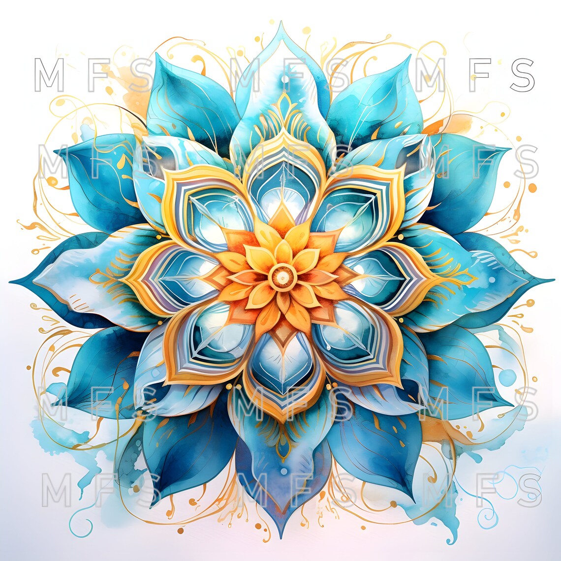 Watercolor Floral Mandala Clipart 20 High Quality Jpgs - Etsy