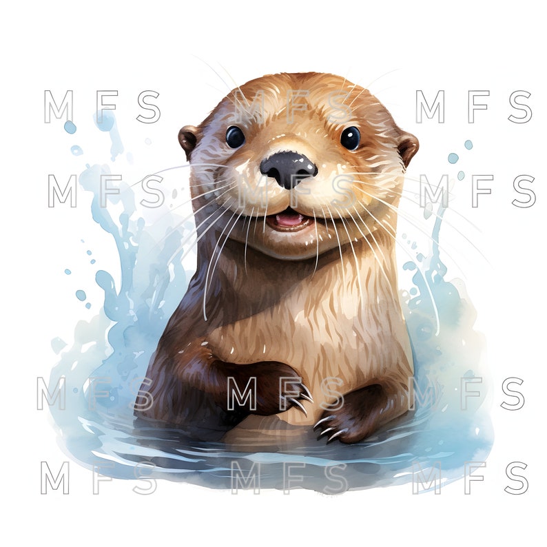 Watercolor Cute Otter Clipart, 20 High Quality Jpgs, Instant Digital ...