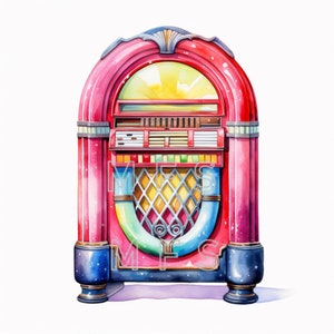 Jukeboxes Clipart, 20 High Quality Jpgs, Instant Digital Download Card ...