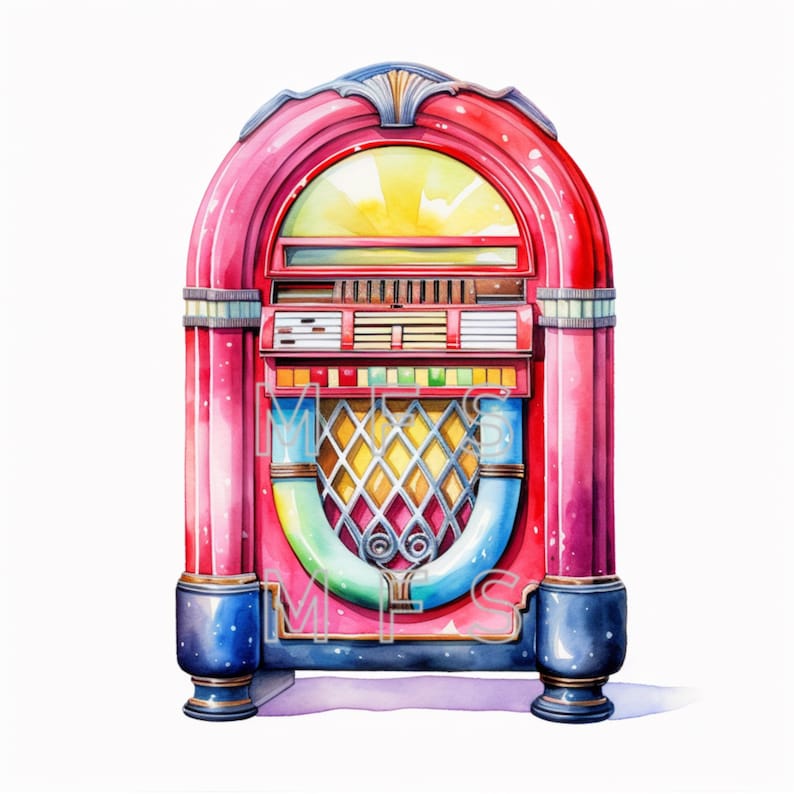 Jukeboxes Clipart, 20 High Quality Jpgs, Instant Digital Download Card ...