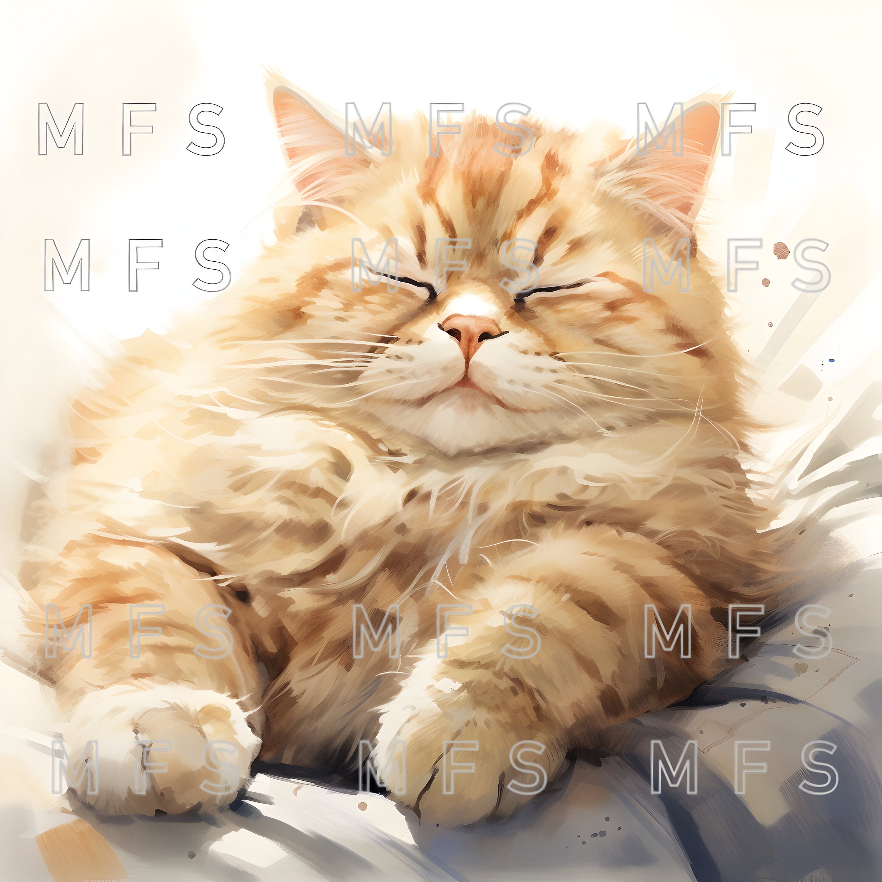 Watercolor Overweight Cats Clipart, 20 High Quality Jpgs, Instant ...