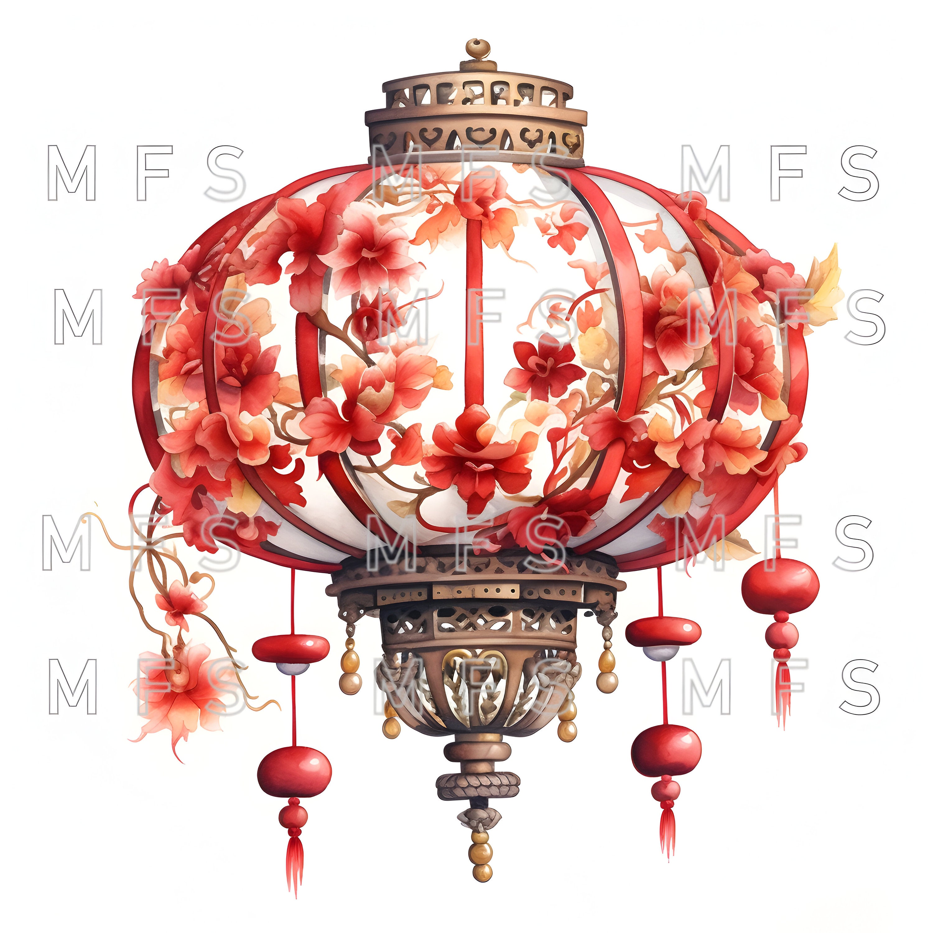 Watercolor Chinese Lantern Clipart, 20 High Quality JPG, Instant ...