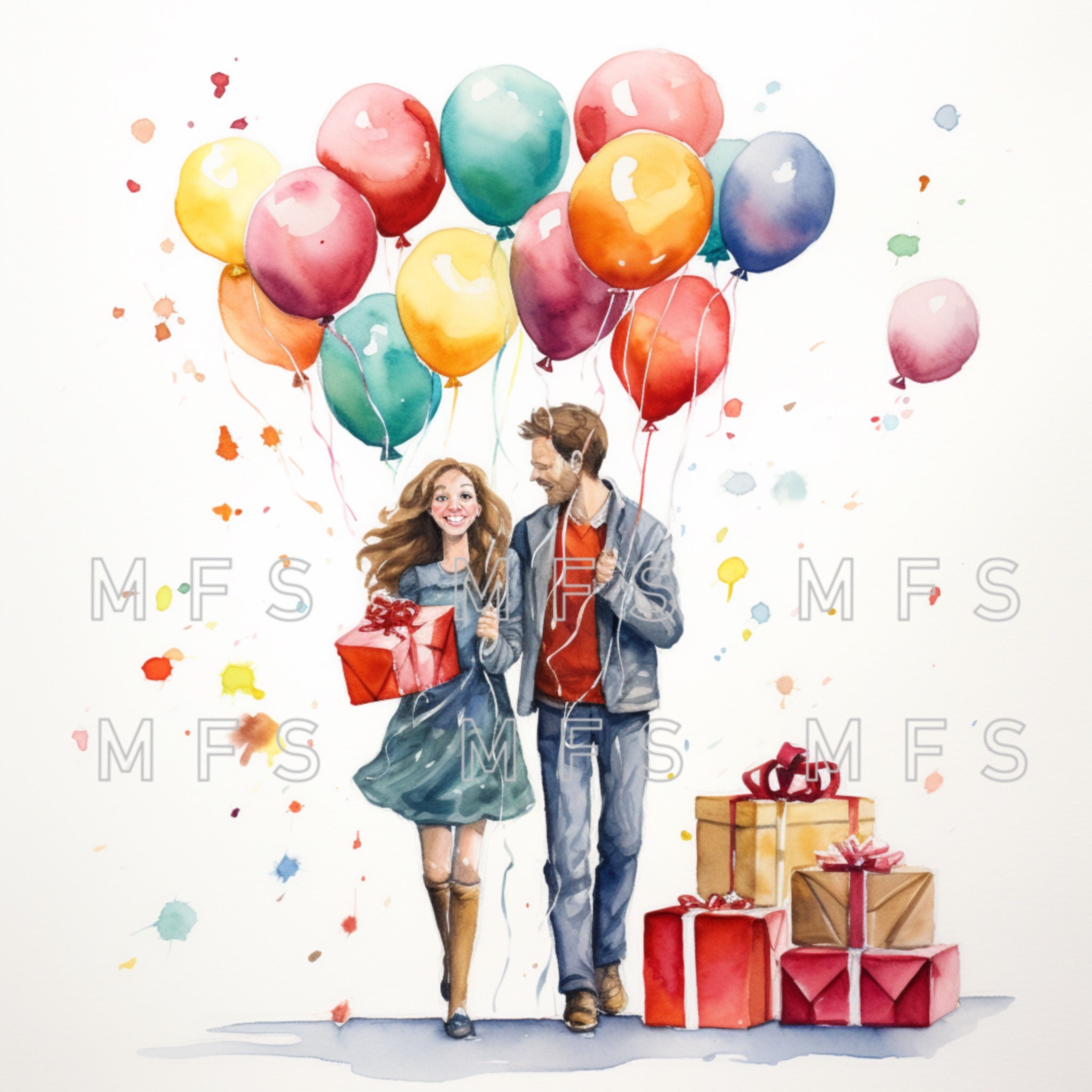 Watercolor Birthday Theme Clipart 20 High Quality Jpgs - Etsy