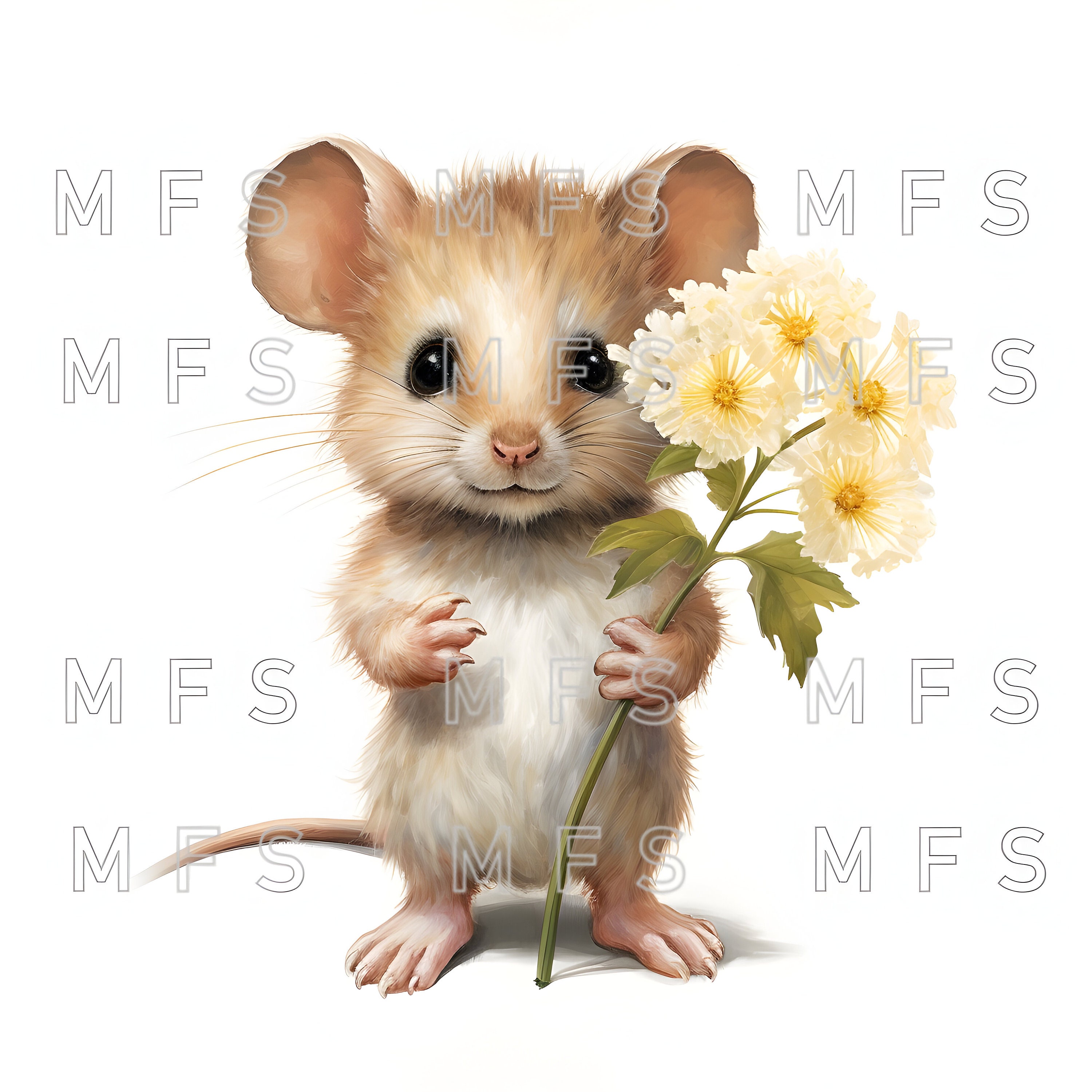 Watercolor Mouse and Flower Clipart 20 High Quality Pngs - Etsy
