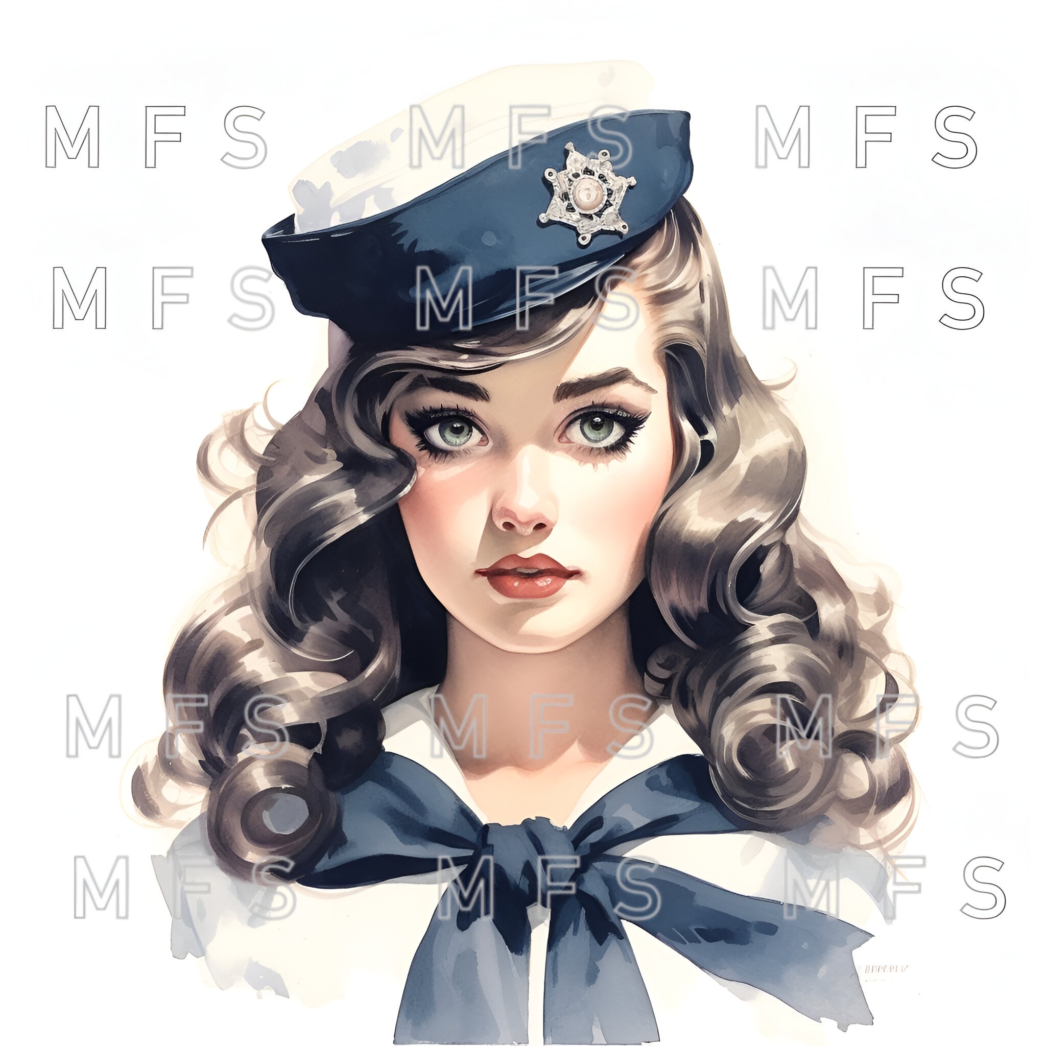 Watercolor Navy Girls Clipart , 20 High Quality Jpgs, Instant Digital ...