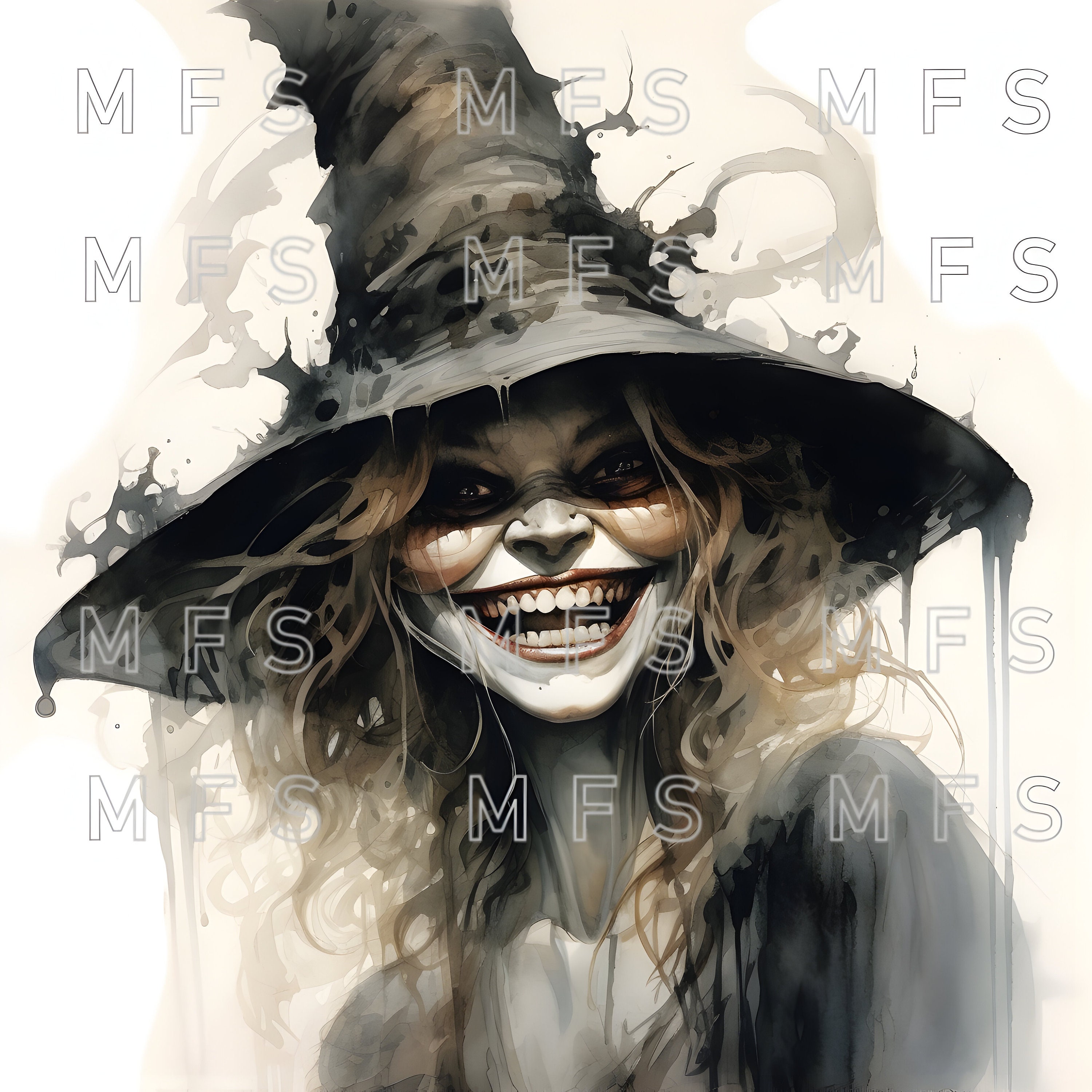 Watercolor Scary Witch Clipart 20 High Quality Jpgs Instant - Etsy