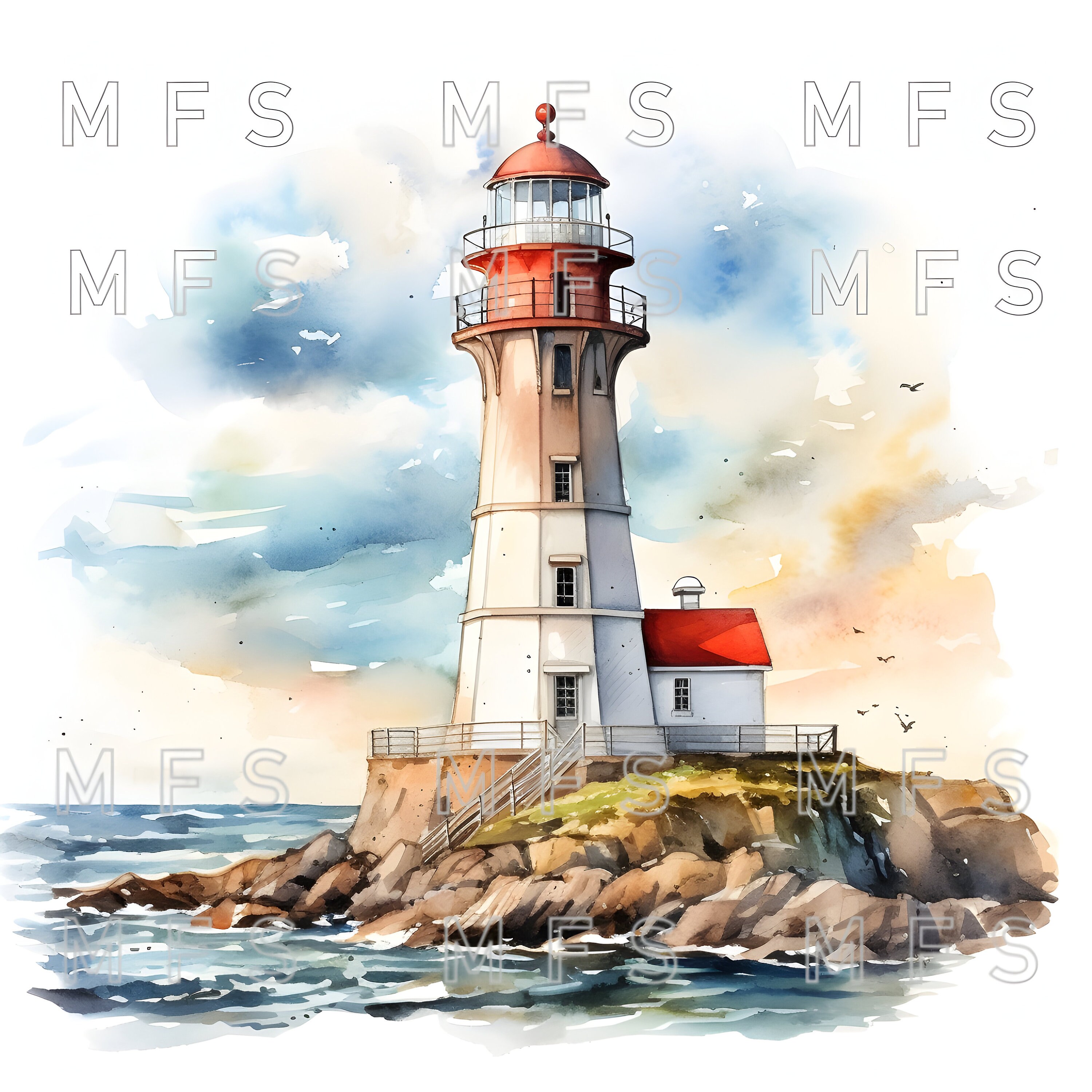Watercolor Lighthouse Clipart, 20 High Quality Jpg's, Instant Digital ...