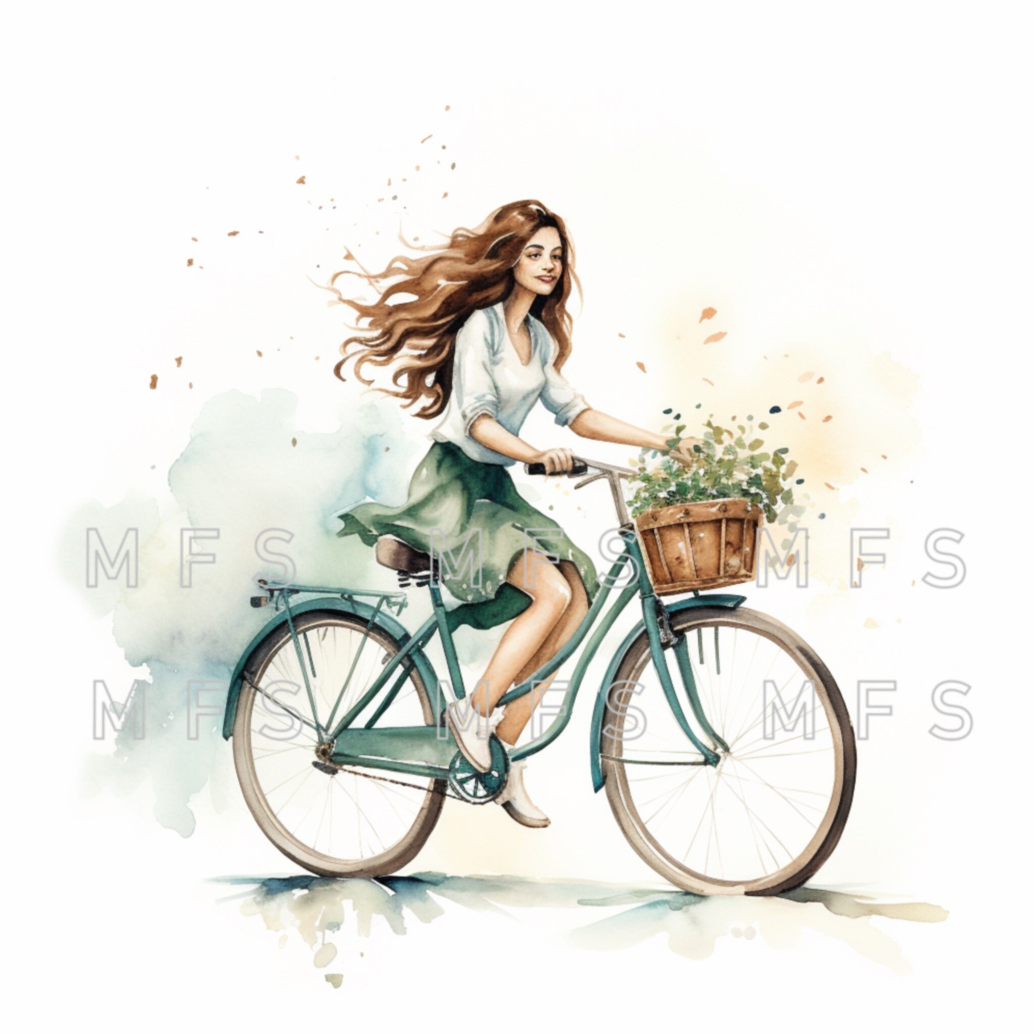 Watercolor Vintage Bicycle Clipart, 20 High Quality Jpgs, Instant ...