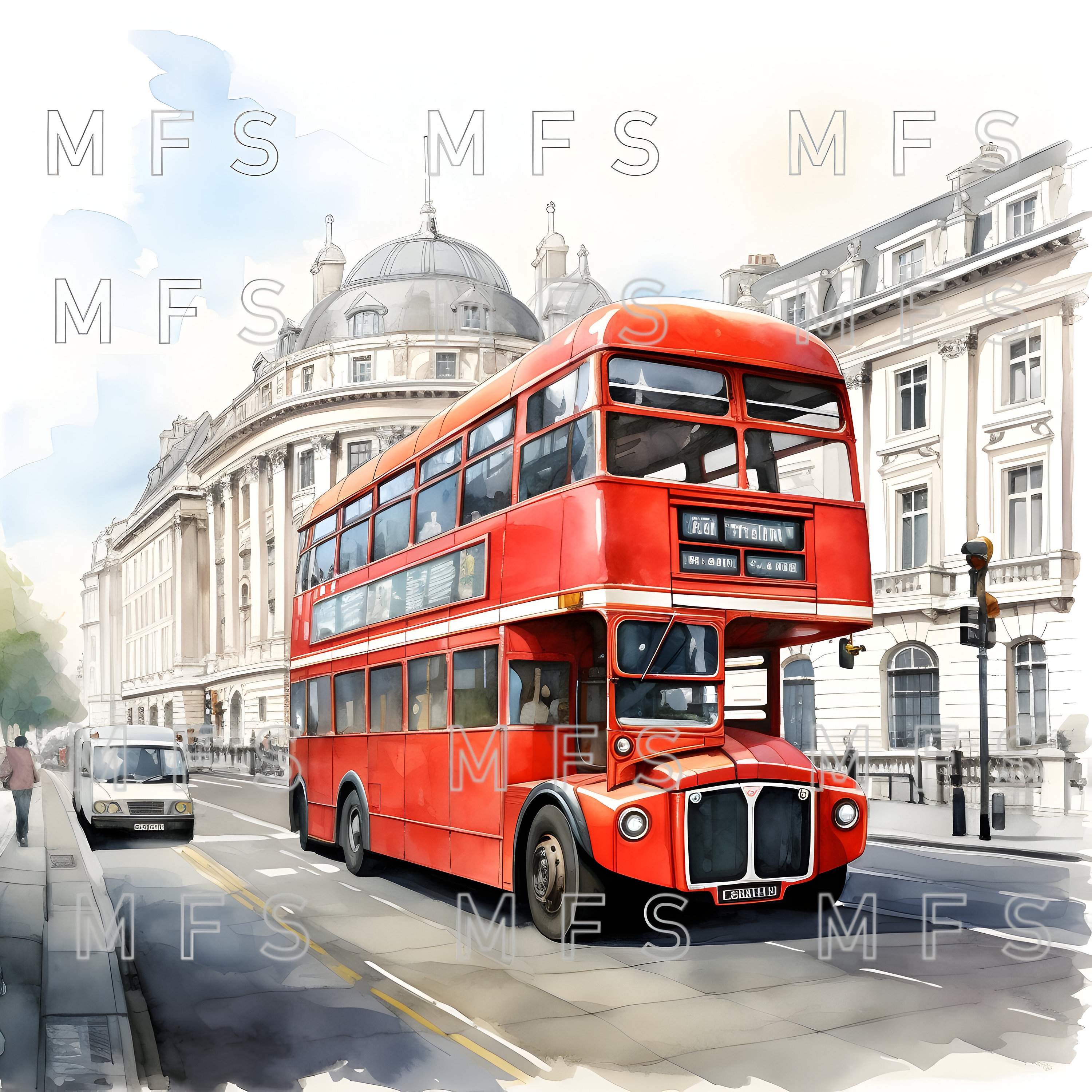 Watercolor London Bus Clipart, 20 High Quality Jpgs, Instant Digital ...