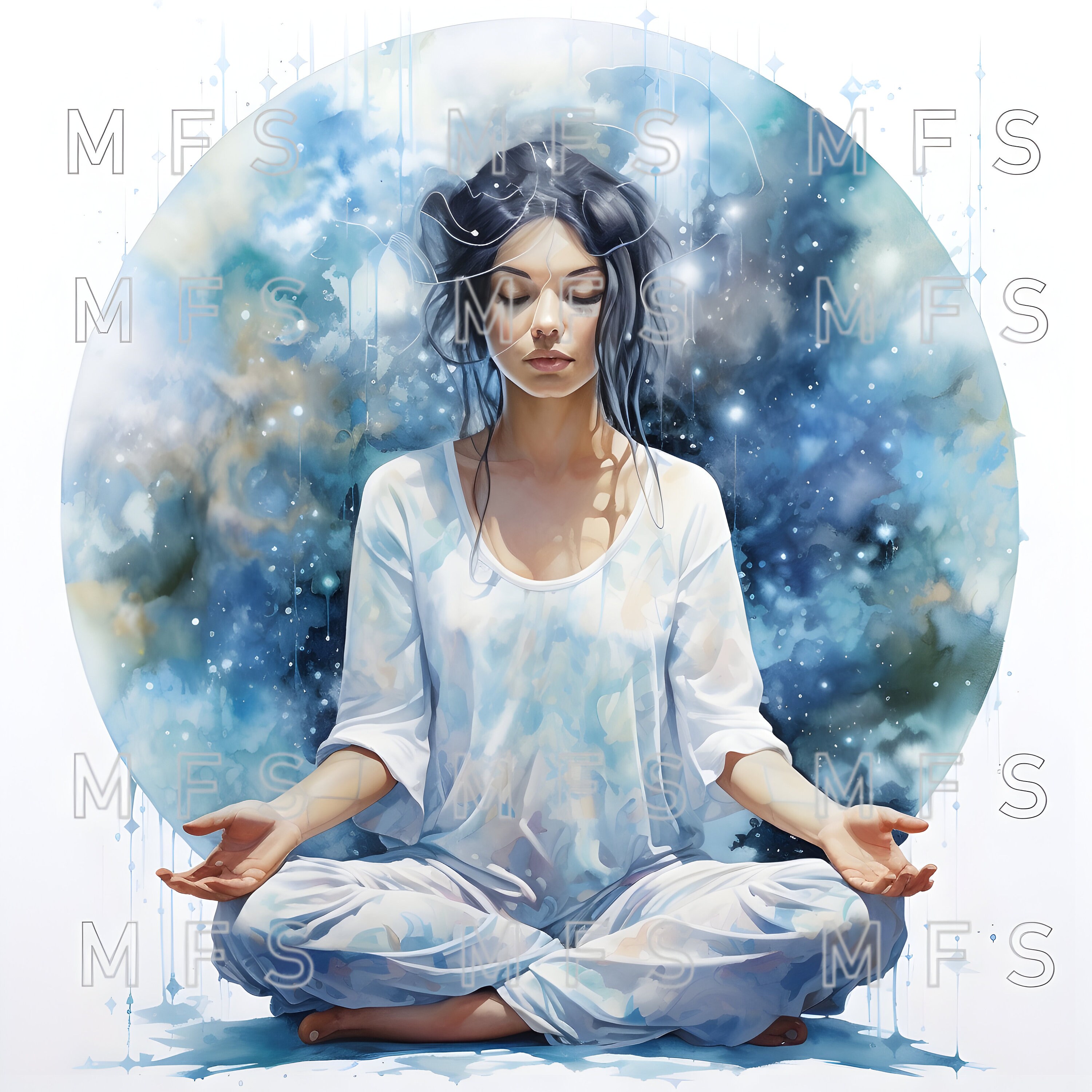 Watercolor Girl Meditating Clipart 20 High Quality Jpgs - Etsy Australia