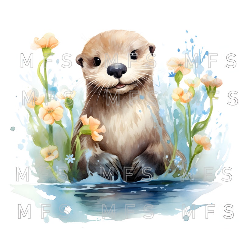 Watercolor Cute Otter Clipart, 20 High Quality Jpgs, Instant Digital ...