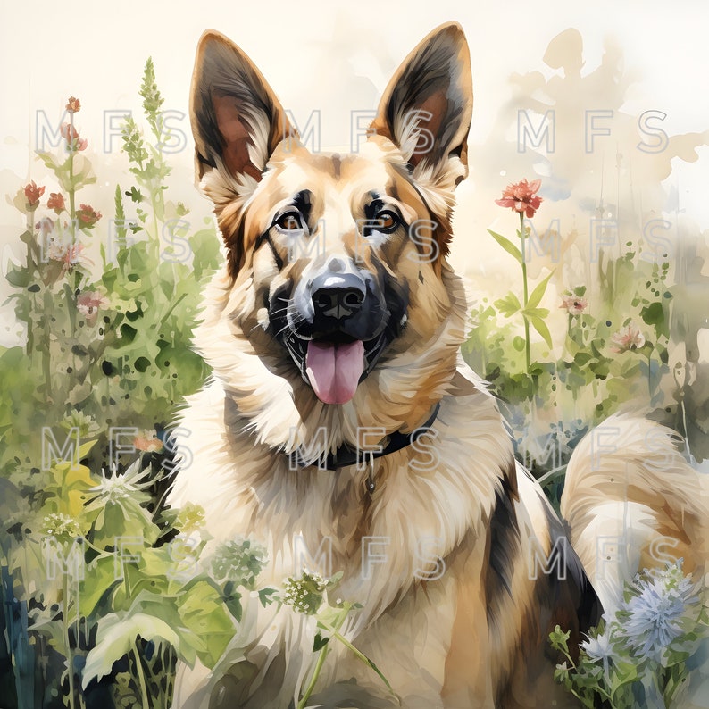 Watercolor German Shepherd Clipart, 20 High Quality Jpgs, Instant ...