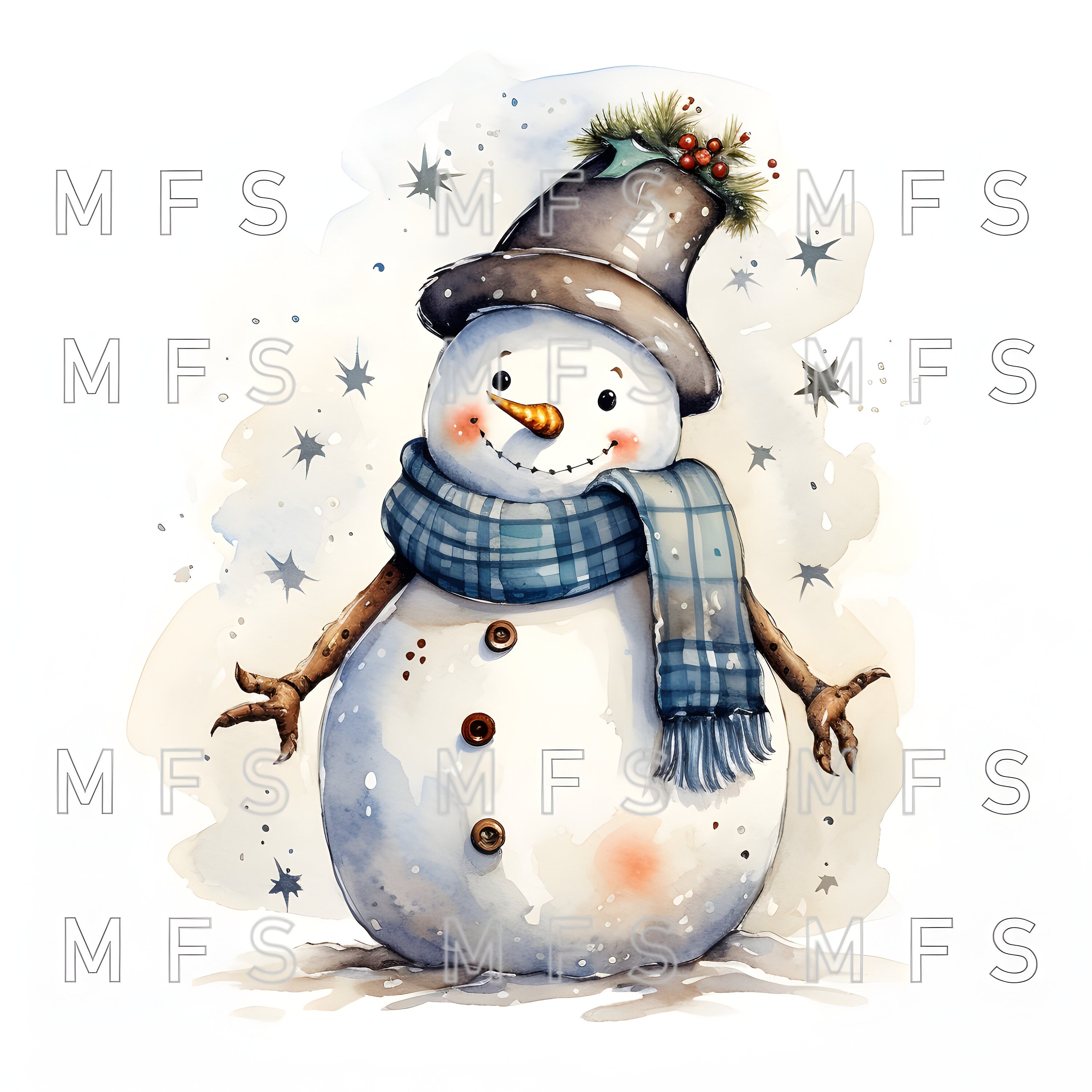 Watercolor Christmas Snowman Clipart, 20 High Quality Jpgs, Instant ...
