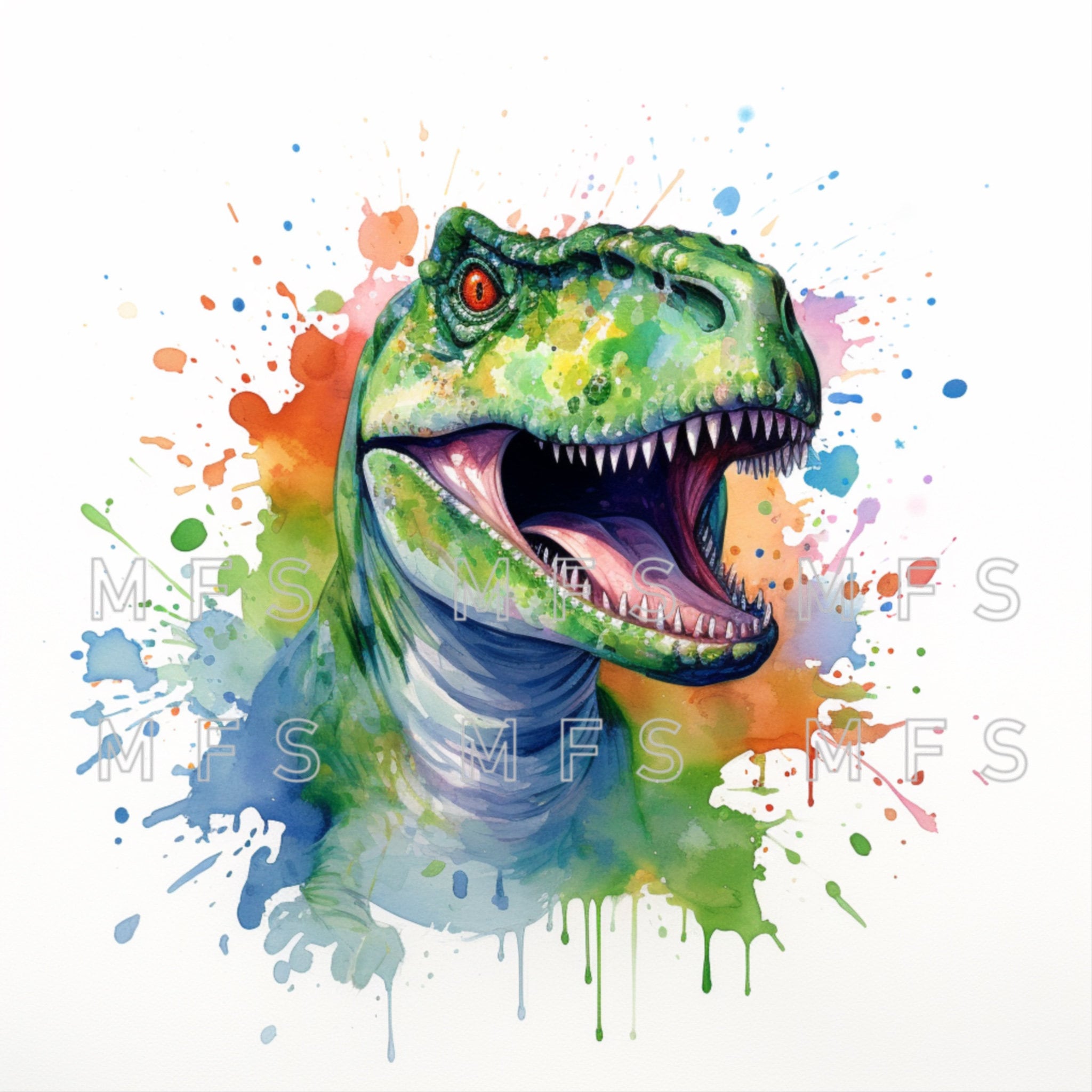 Watercolor T-rex Dinosaur Clipart 20 High Quality Jpgs - Etsy