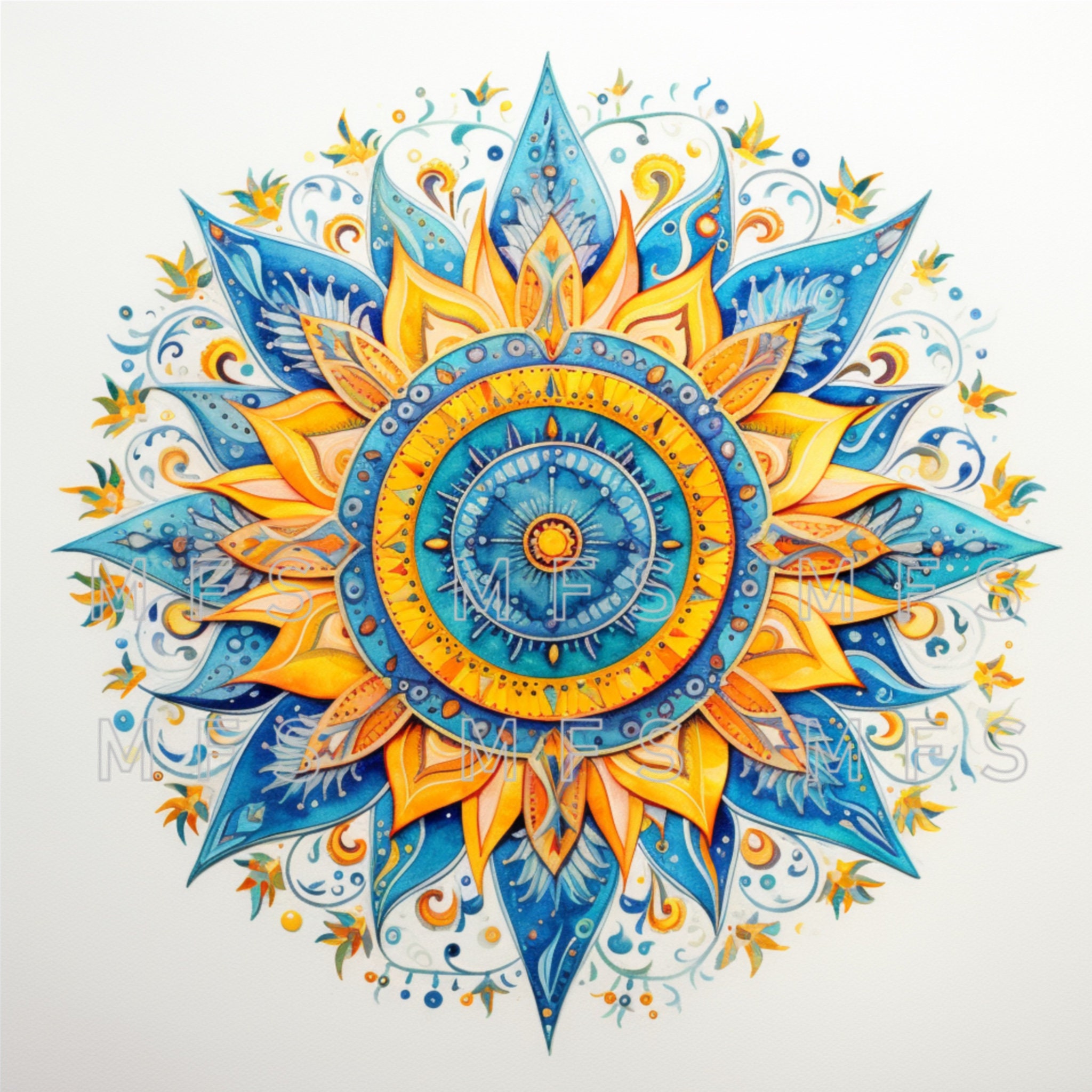 Watercolor Floral Mandala Clipart 20 High Quality Jpgs - Etsy