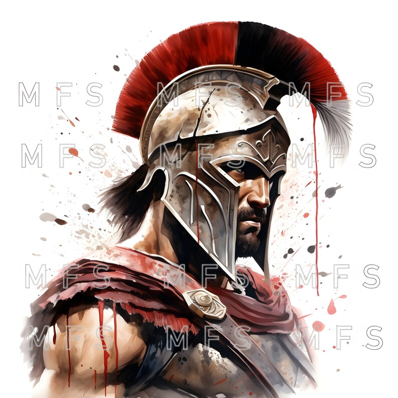 Watercolor Spartan Soldier Clipart, 20 High Quality Jpgs, Instant ...