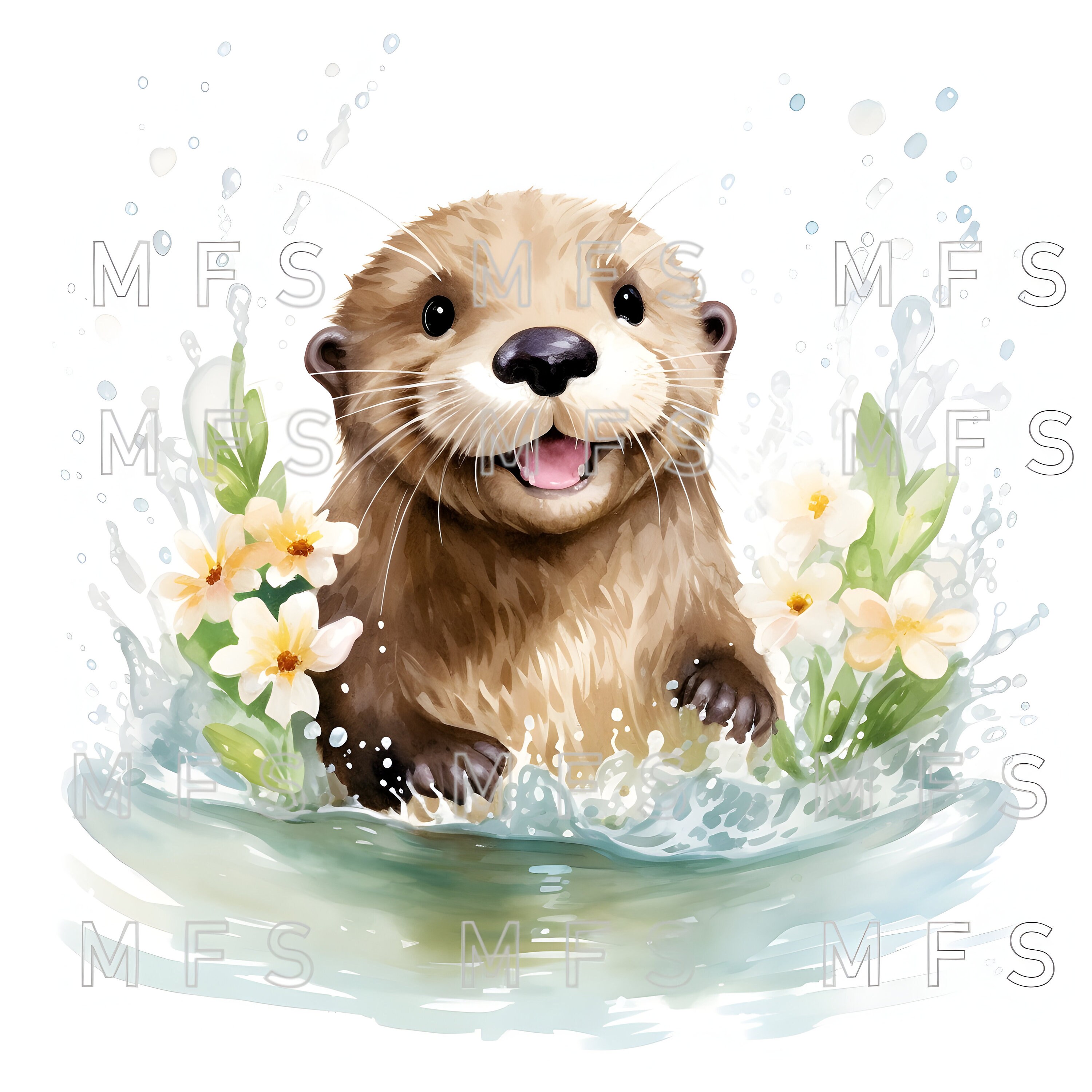 Watercolor Cute Otter Clipart, 20 High Quality Jpgs, Instant Digital ...