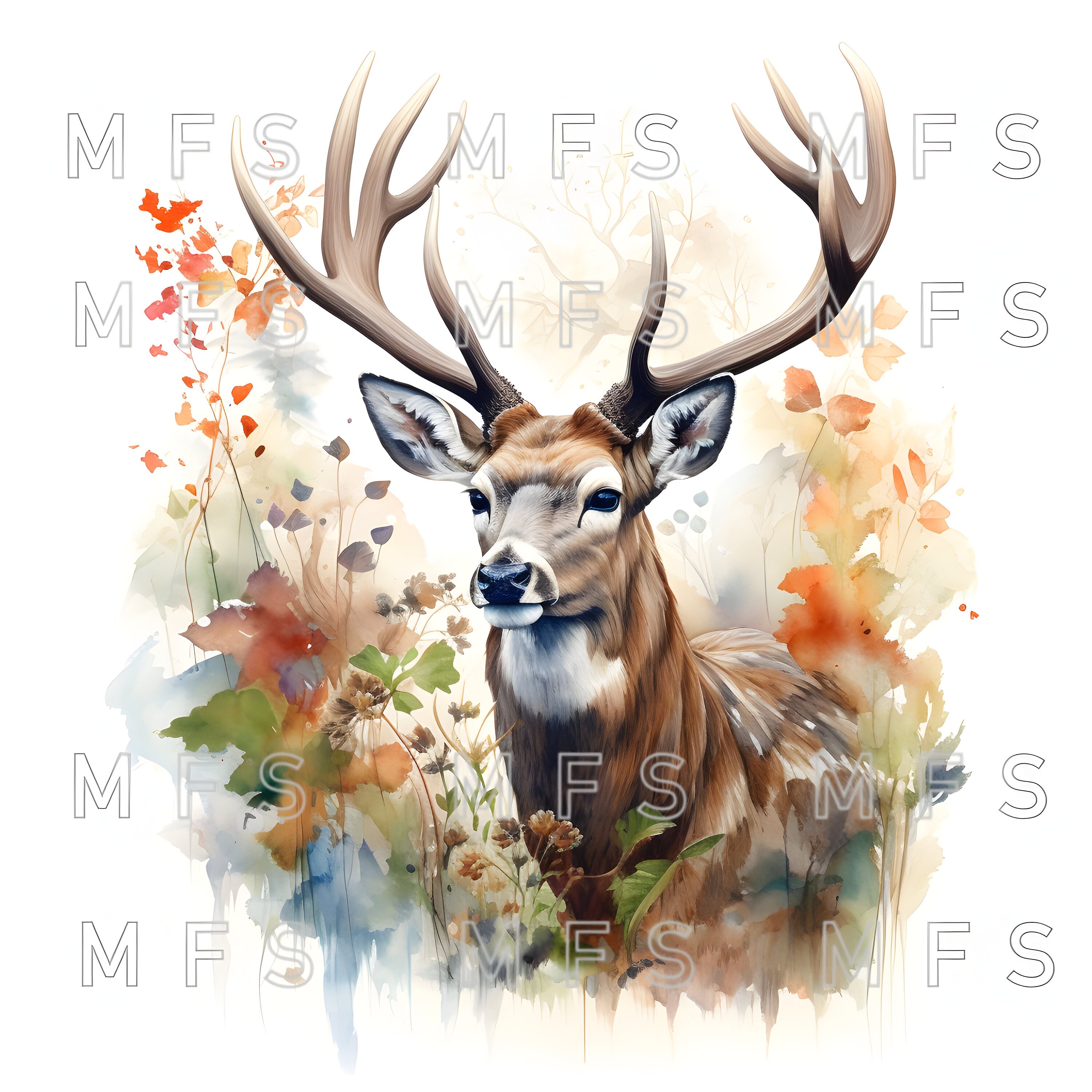 Watercolor Deer in the Forest Clipart, 20 High Quality Jpgs, Instant ...