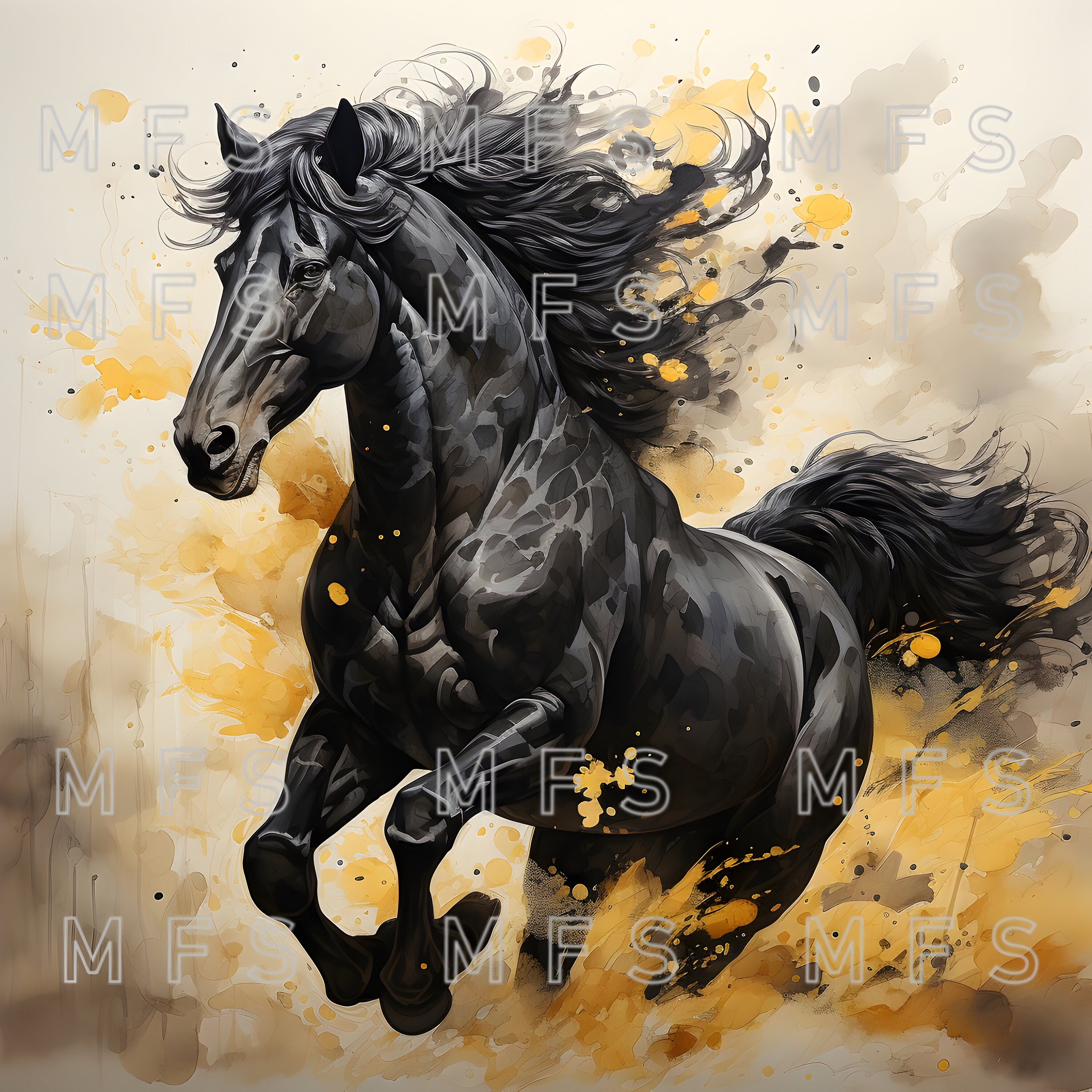 Watercolor Vintage Black Horse Clipart 20 High Quality Jpgs - Etsy