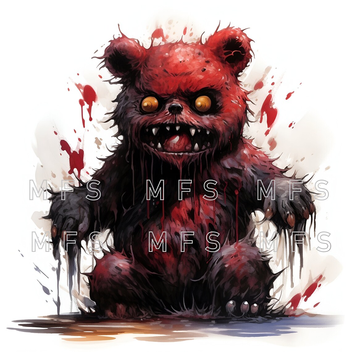 Watercolor Scary Teddy Bear Clipart 20 High Quality Jpgs - Etsy