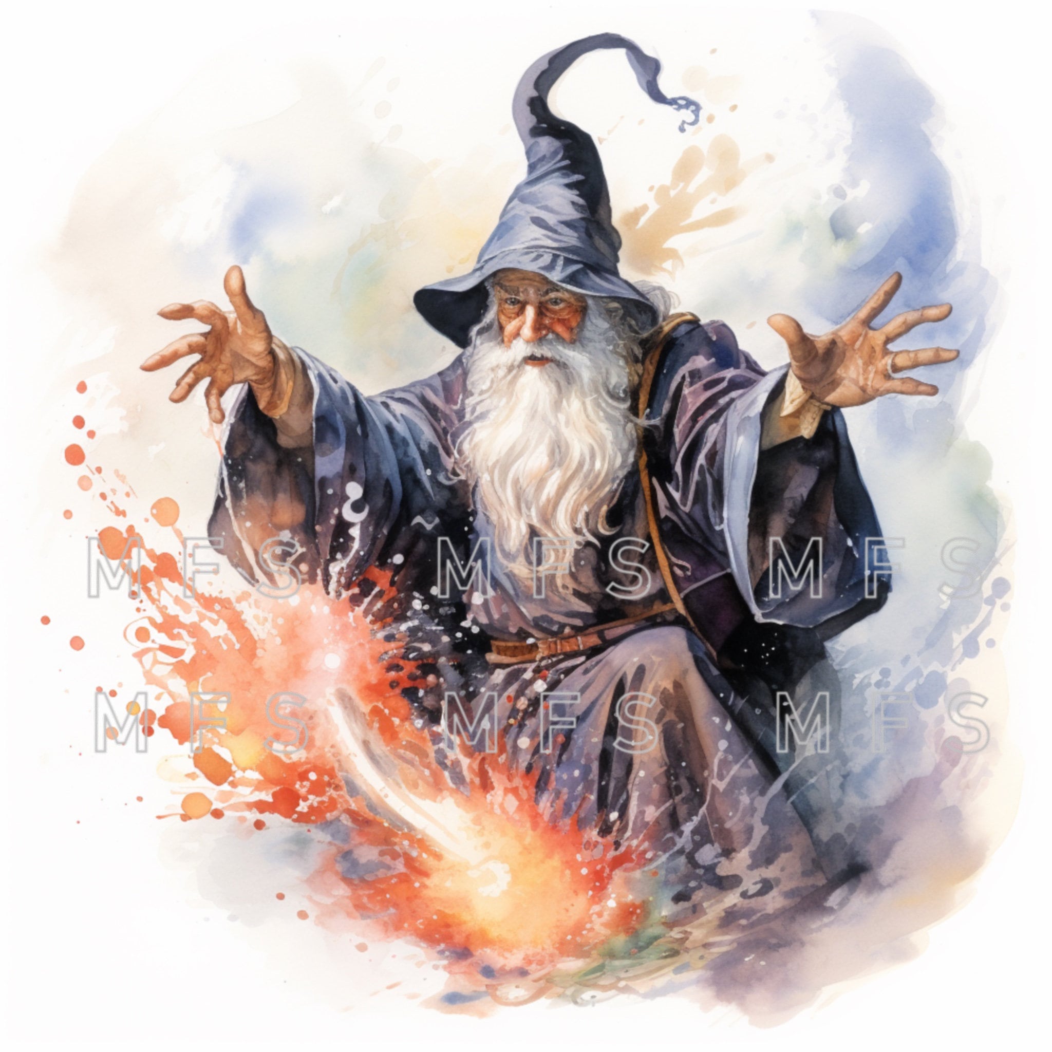 Watercolor Powerful Wizards Clipart 20 High Quality Jpgs - Etsy