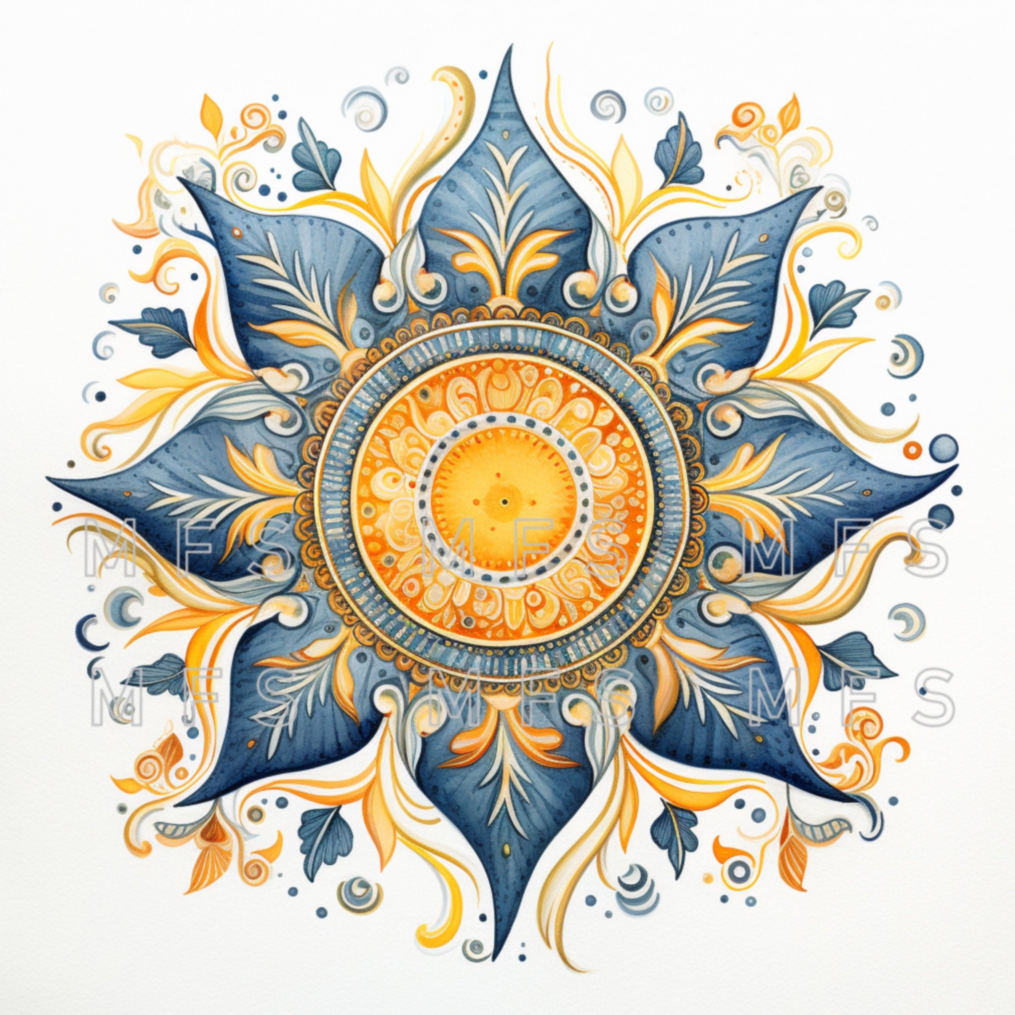 Watercolor Floral Mandala Clipart 20 High Quality Jpgs - Etsy