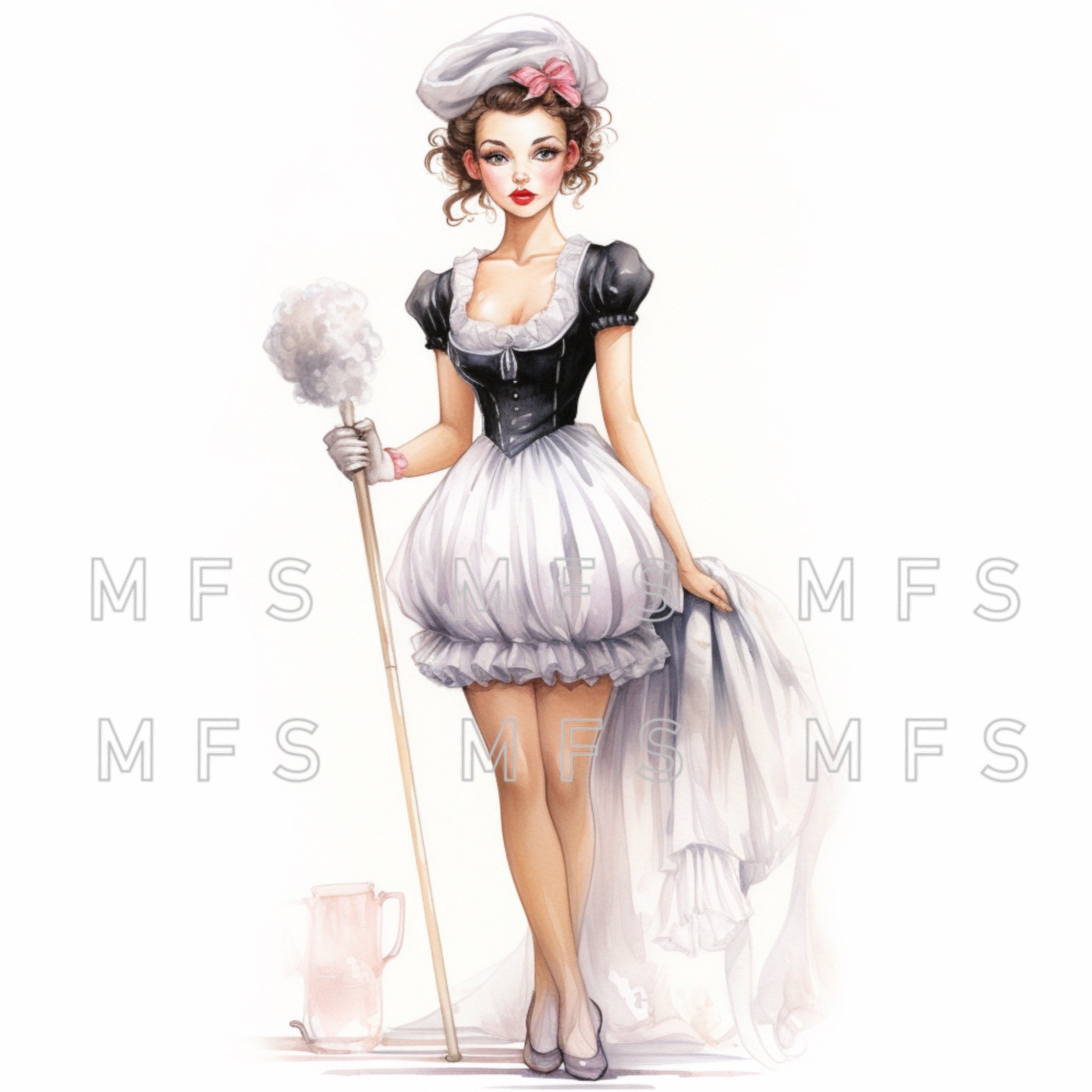 Watercolor French Maid Clipart, 20 High Quality Jpgs, Instant Digital ...
