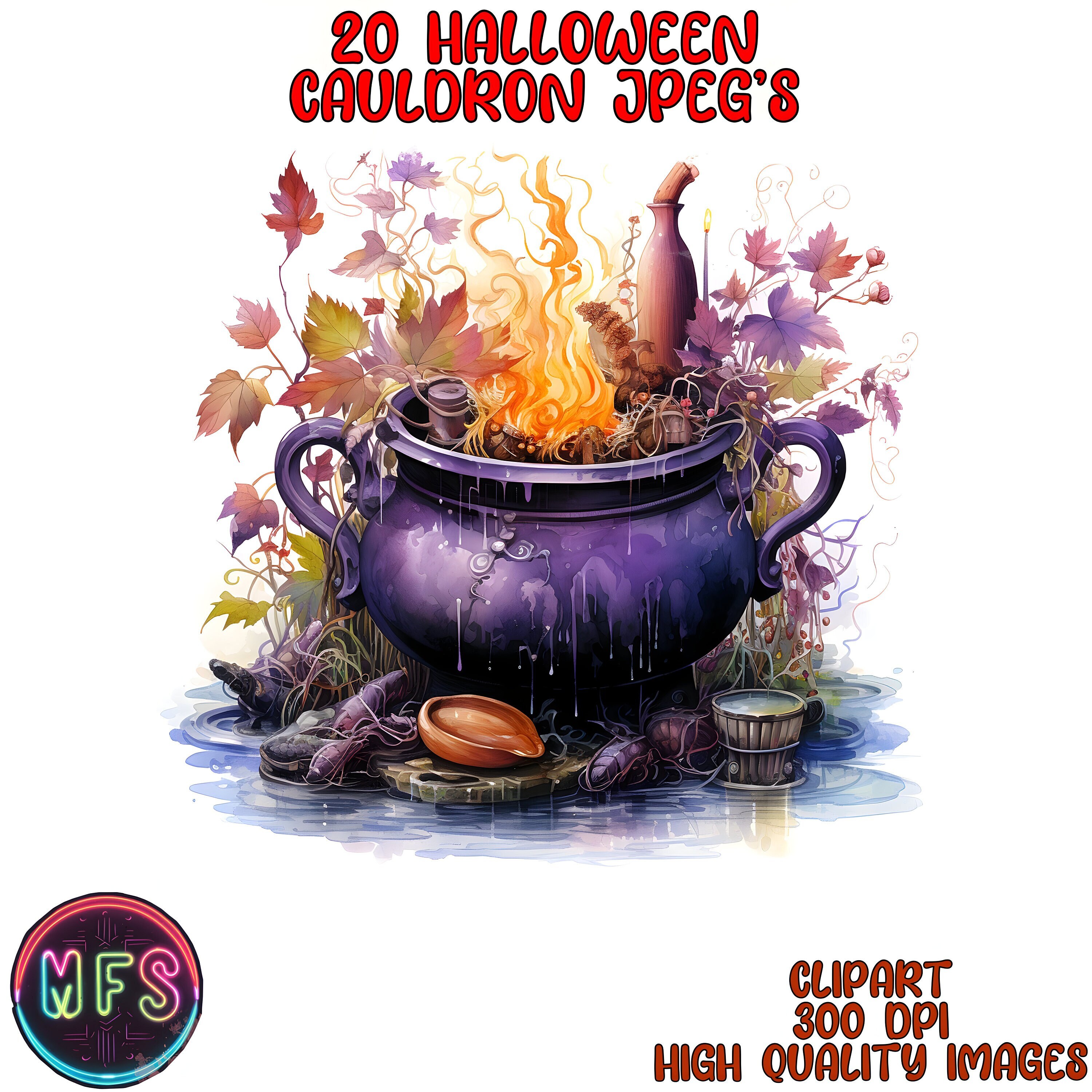 Watercolor Halloween Cauldron Clipart 20 High Quality Jpgs - Etsy