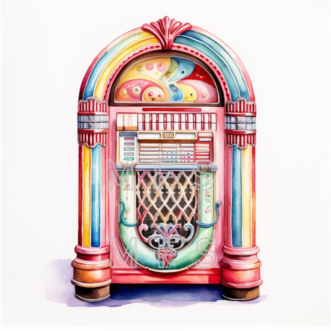 Jukeboxes Clipart, 20 High Quality Jpgs, Instant Digital Download Card ...