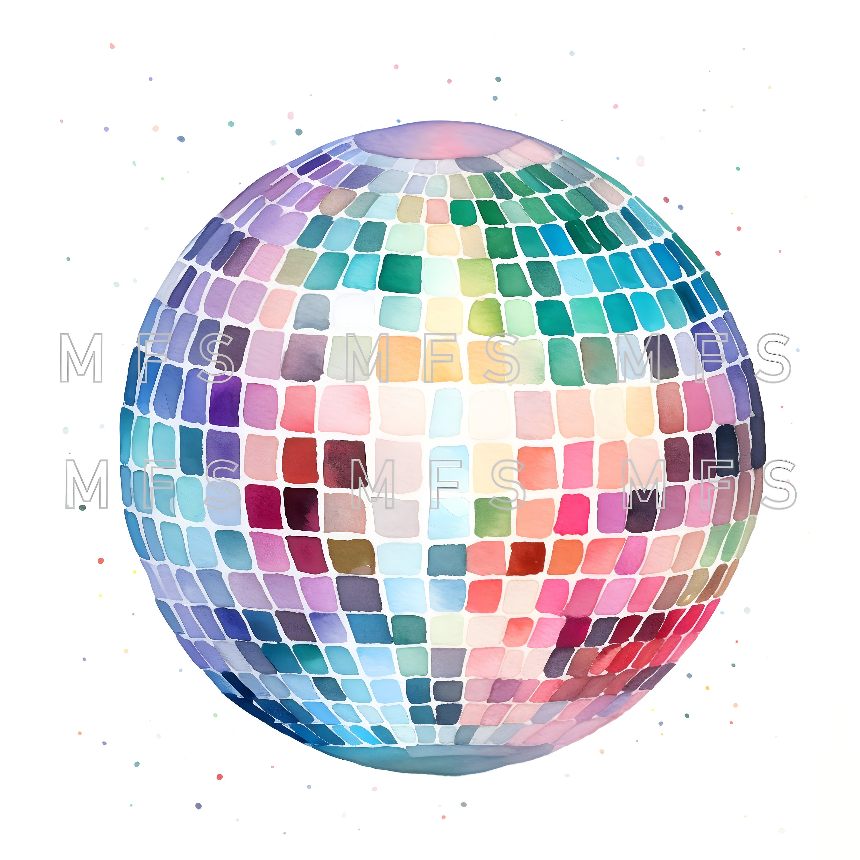 Disco Ball Watercolor Clipart, 20 High Quality Pngs, Instant Digital ...