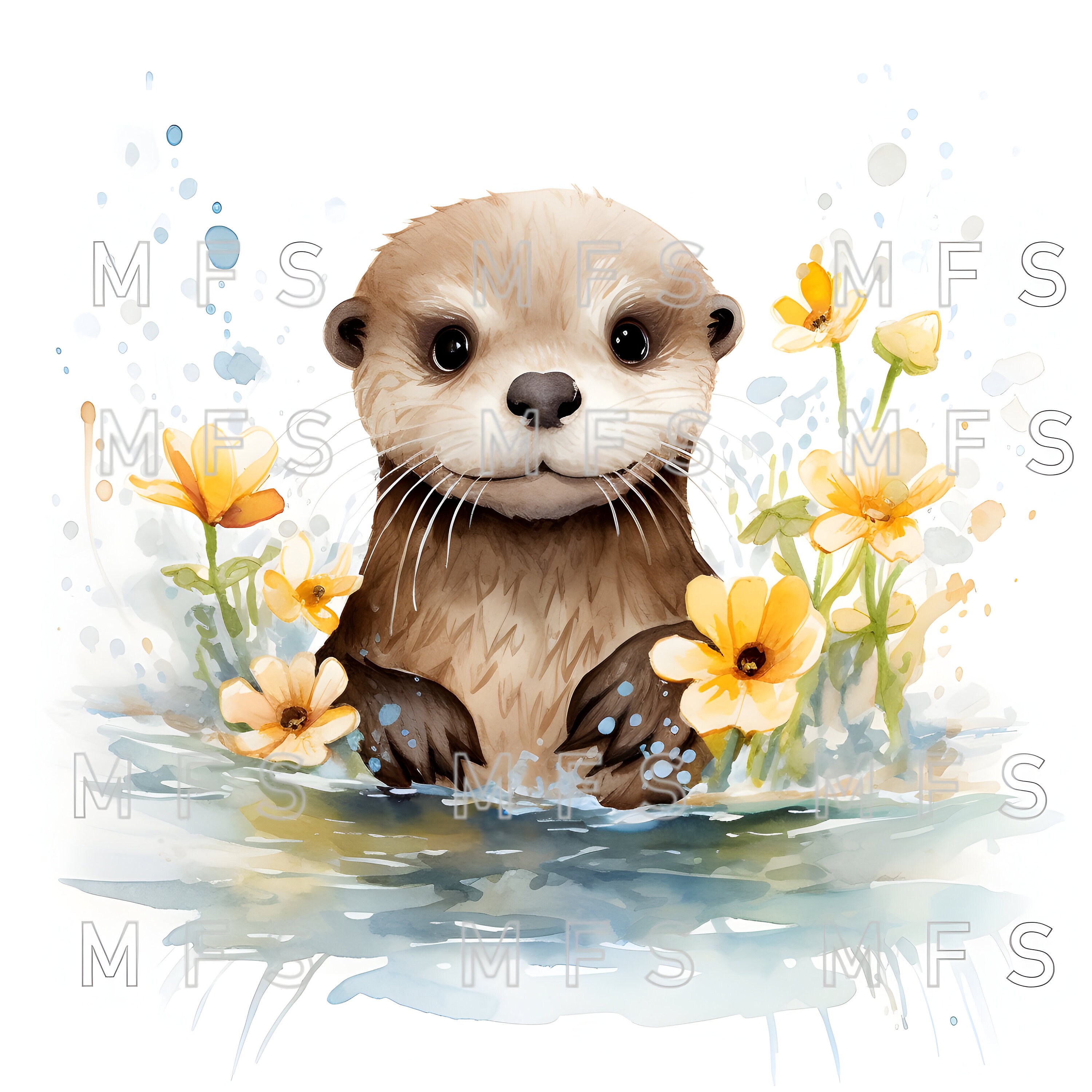 Watercolor Cute Otter Clipart, 20 High Quality Jpgs, Instant Digital ...