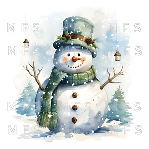 Watercolor Christmas Snowman Clipart, 20 High Quality Jpgs, Instant ...
