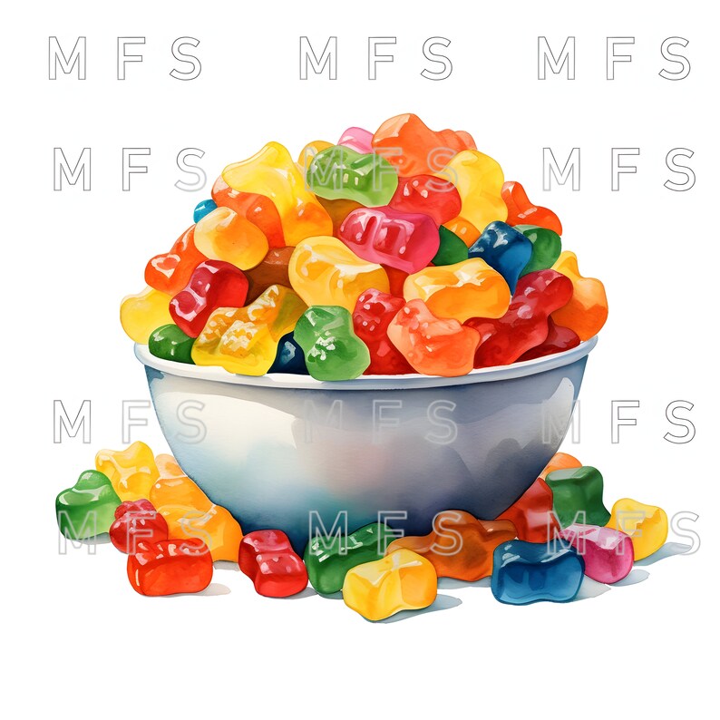 Watercolor Cute Gummy Bears Clipart, 20 High Quality Jpgs, Instant ...