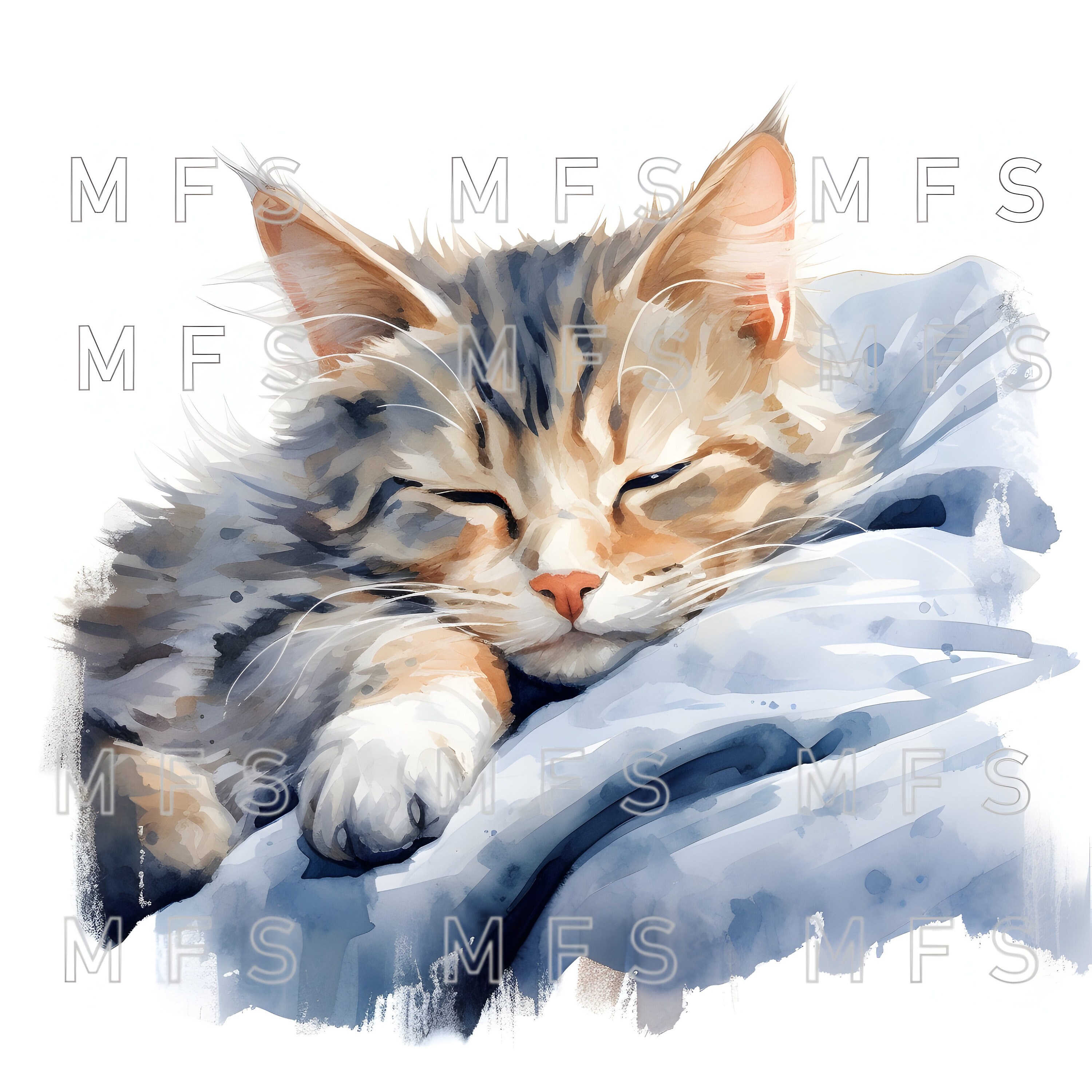 Watercolor Sleeping Cats Clipart, 20 High Quality Jpgs, Instant Digital ...