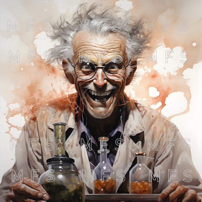 Watercolor Scary Mad Scientist Clipart 20 High Quality Jpgs - Etsy UK