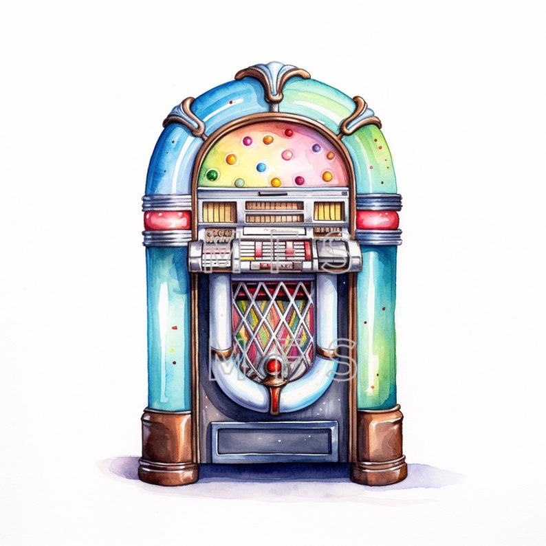 Jukeboxes Clipart, 20 High Quality Jpgs, Instant Digital Download Card ...